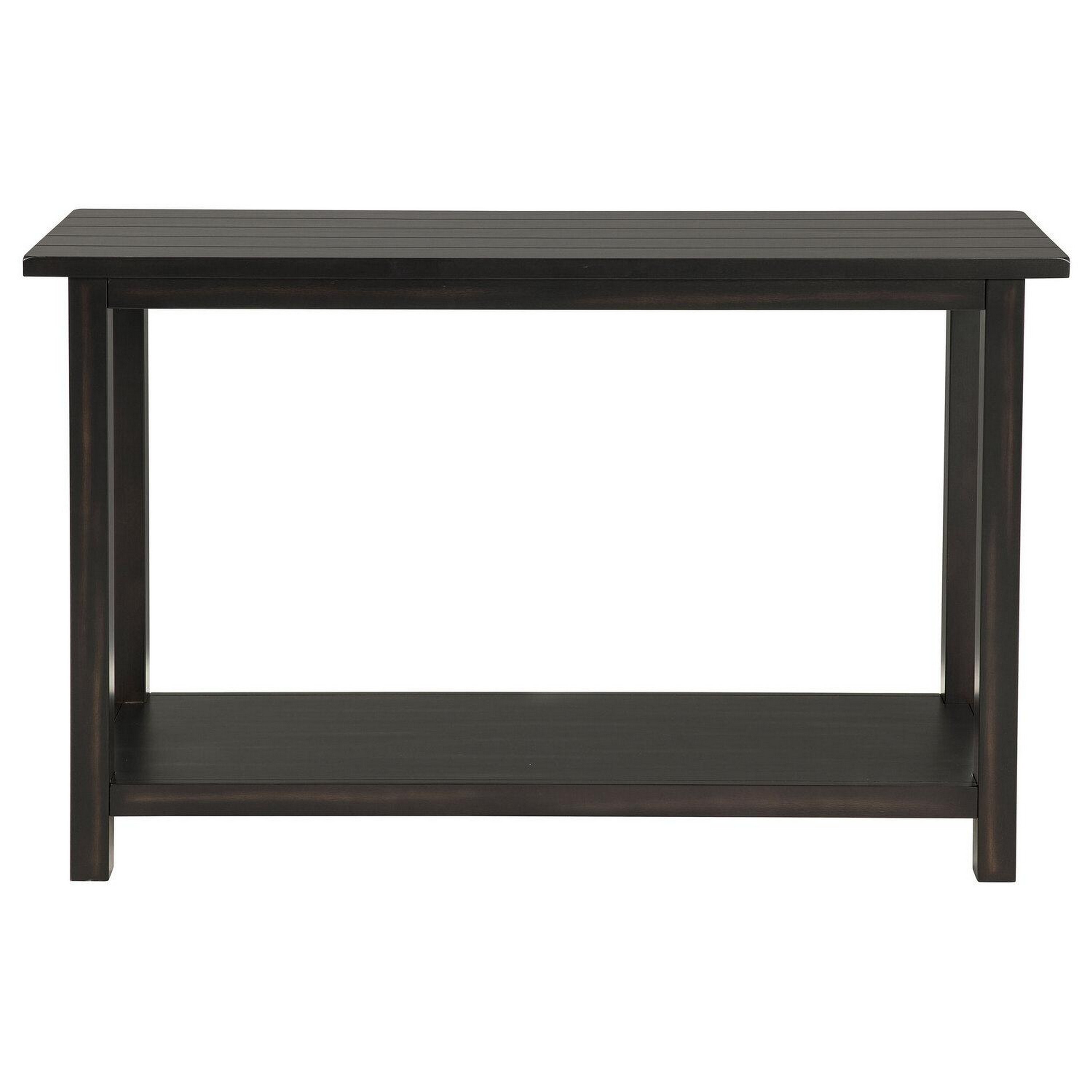 Benzara Ayne 15 in. Clastic Black Rectangle Wood Console Table with 1 ...