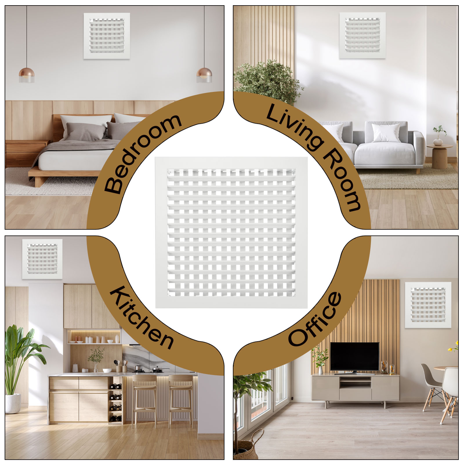 PATIKIL 14x14 Inch Adjustable Air Supply Diffuser Aluminum Double ...