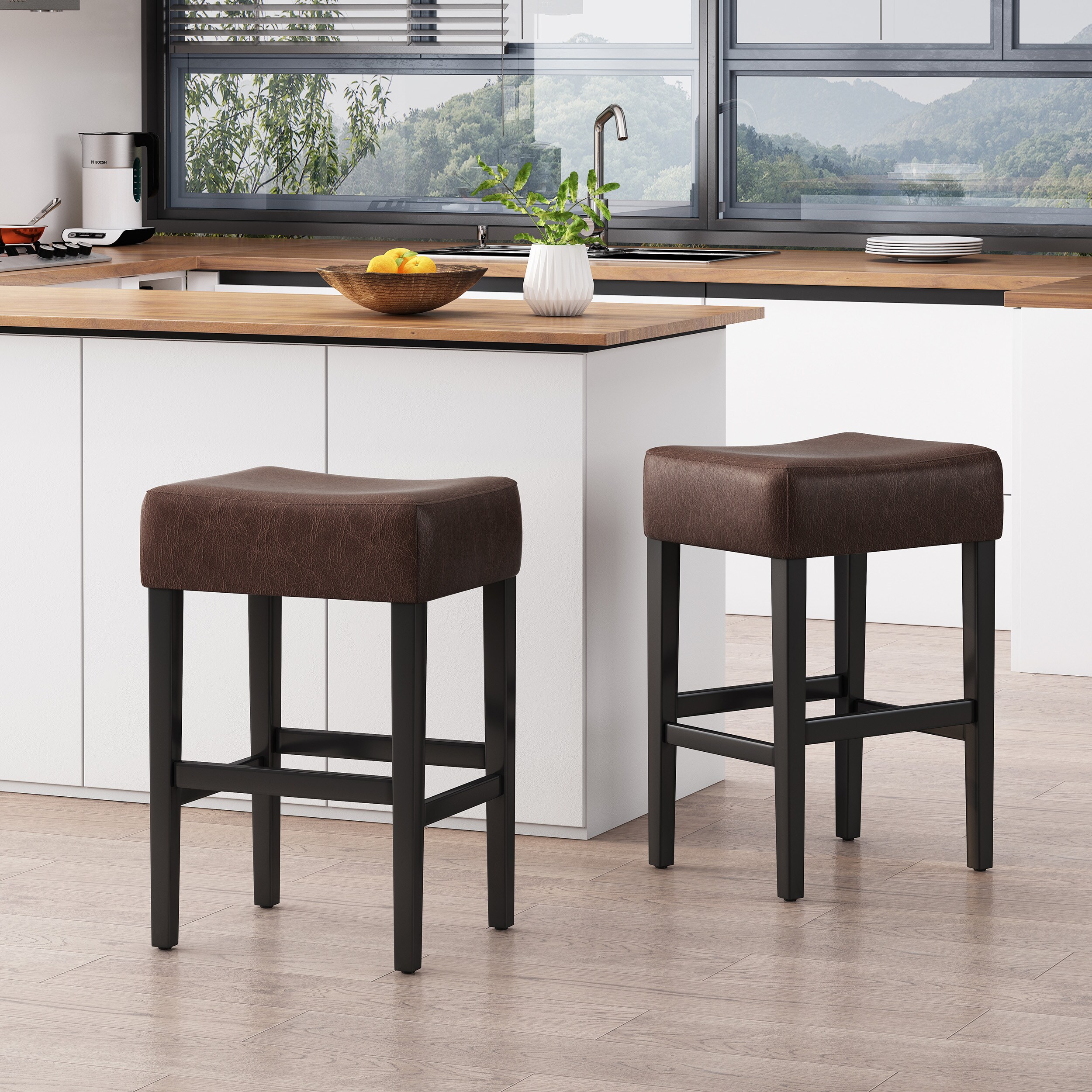 Best Selling Home Decor Upholstered 27 Inch Backless Counter Stools ...