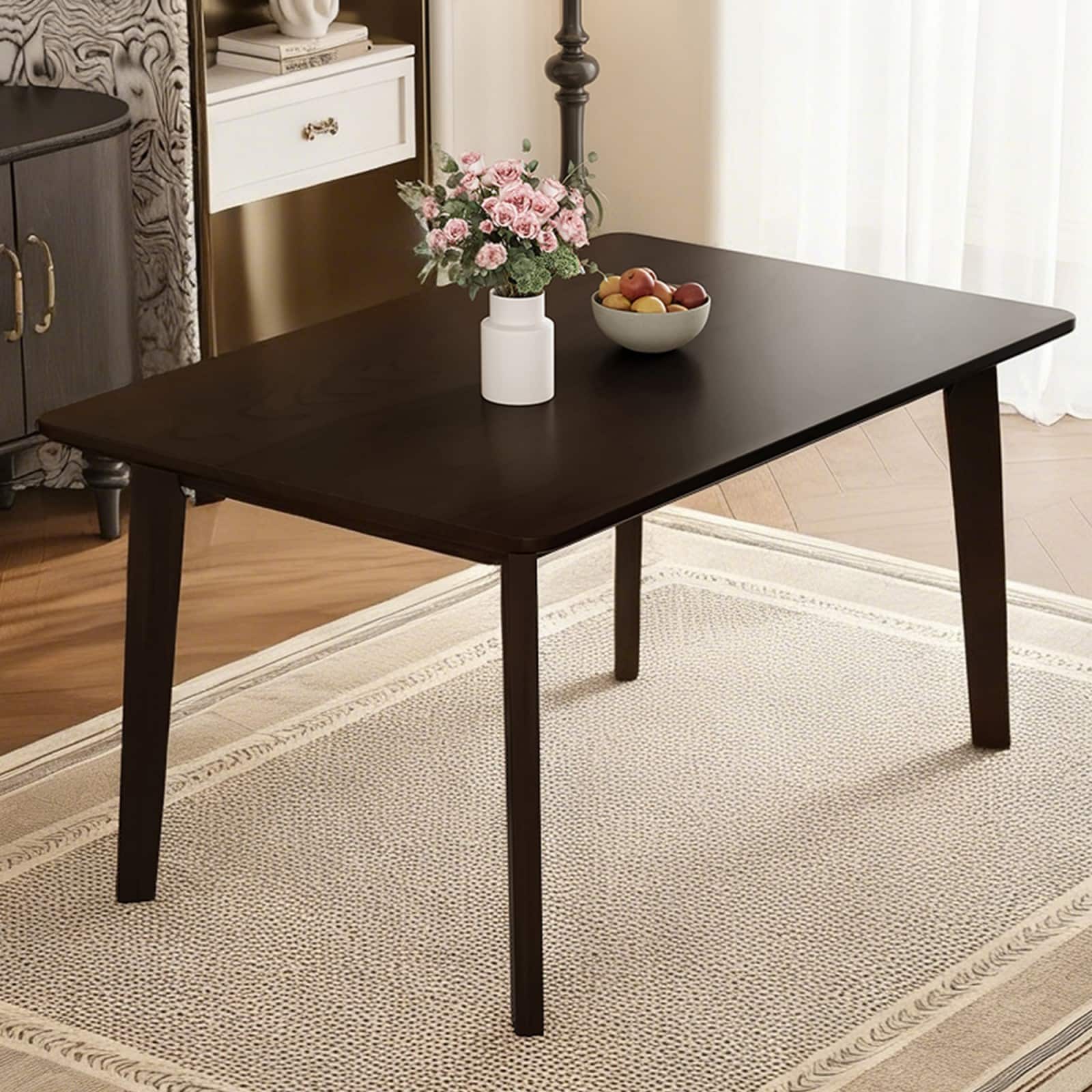 GlasFlength 47-in Rustic Farmhouse Dining Table Solid Wood Minimalist ...