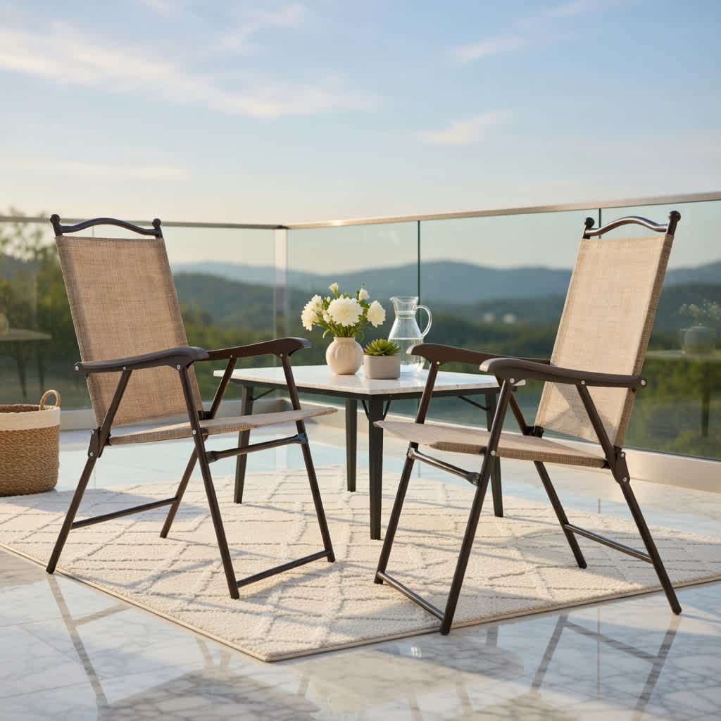 VERYKE 2 Pack Foldable Patio Lounge Chairs Lightweight Steel Frame ...