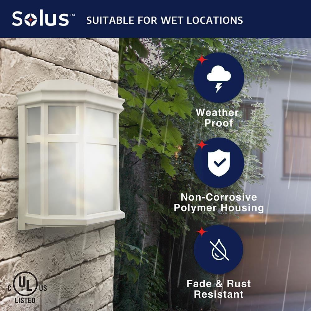 Solus 1 -Light 9.75-in H White Hardwired Motion Sensor Outdoor Wall ...