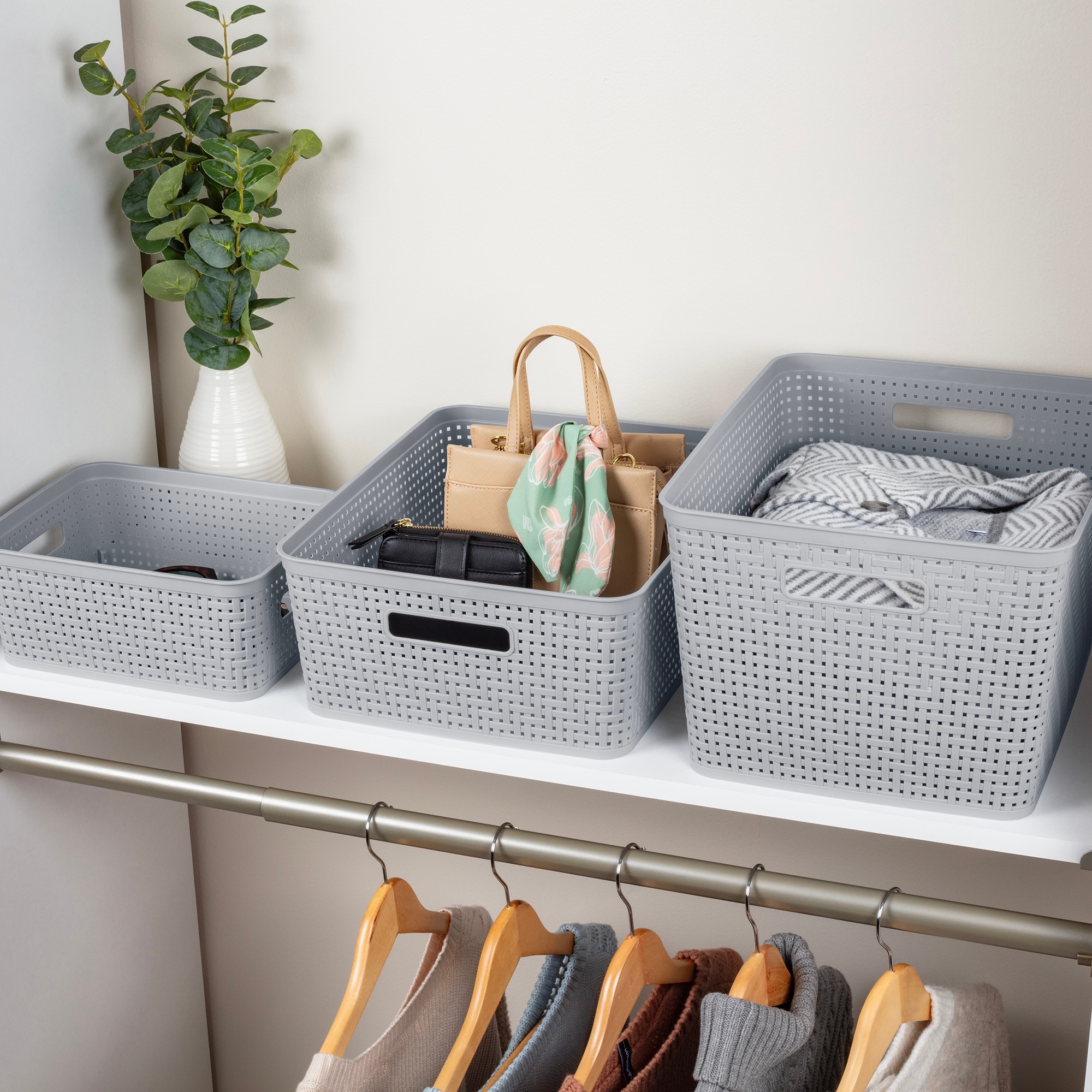 Sterilite 10x8x4.25 In Rectangular Short Basket for Home Organization ...