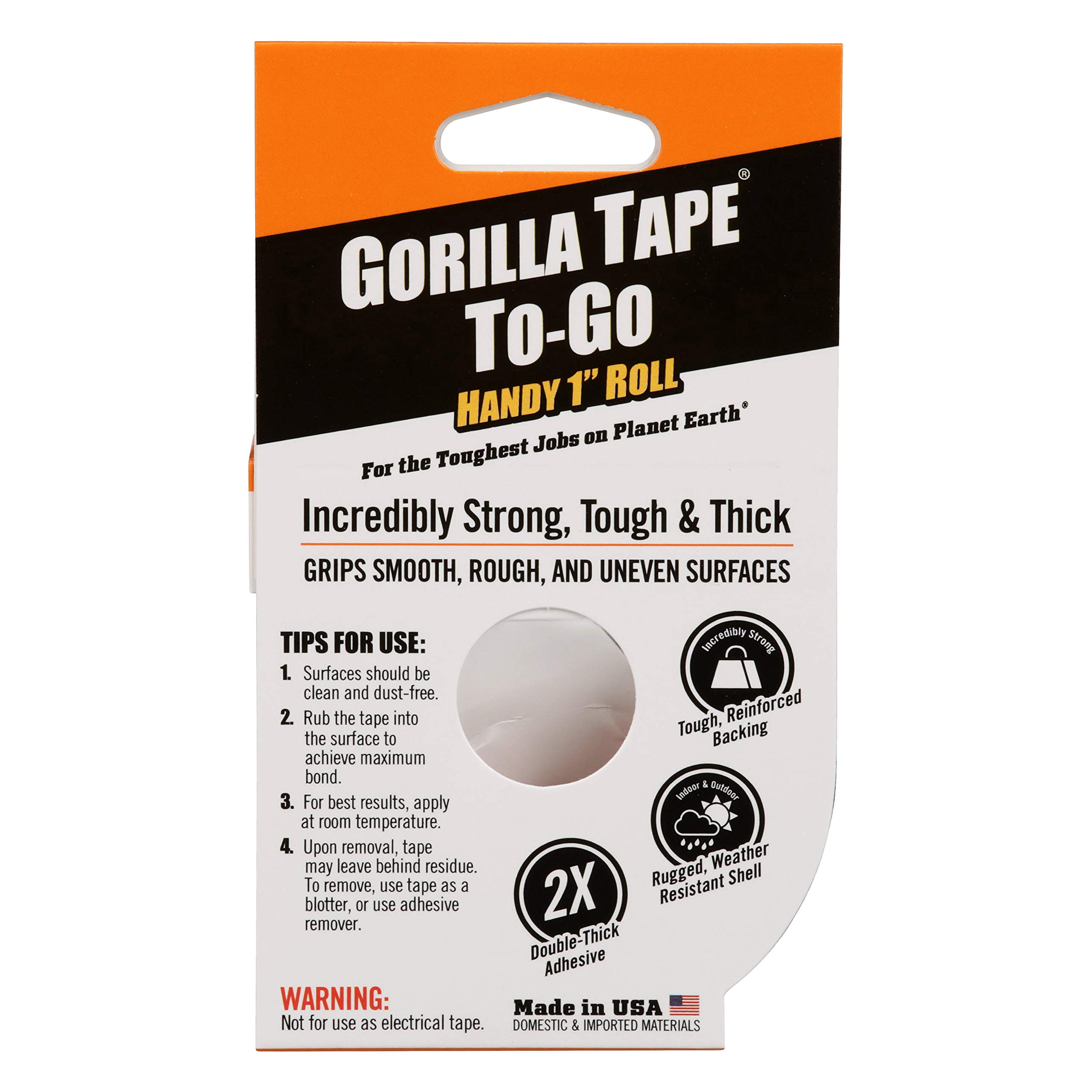 Gorilla Mini Duct Tape Travel Size Heavy Duty Black Tape for Home ...
