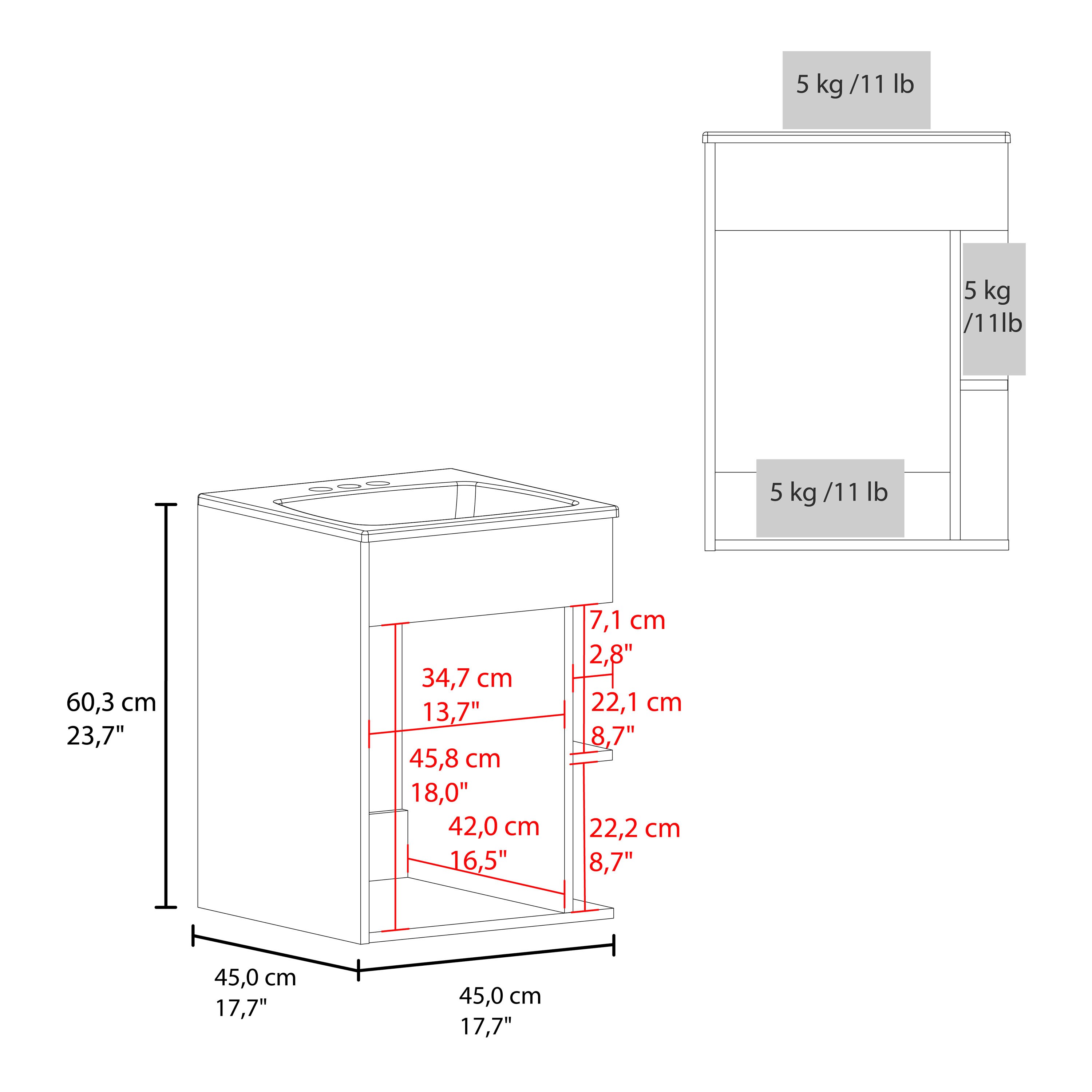 Vanityfus Compact Vanity Cabinet Single Door Two Open Side Shelves ...