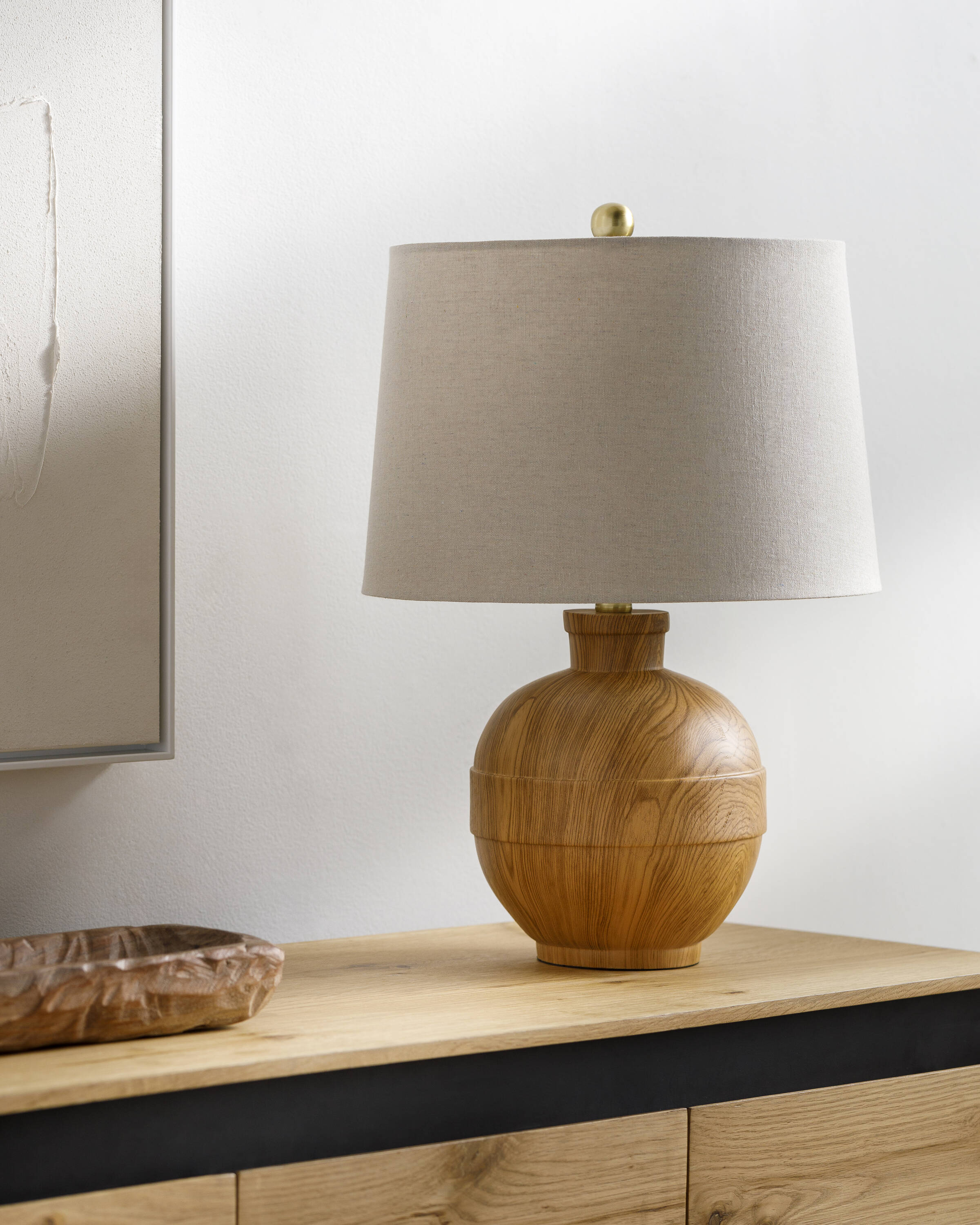 Livabliss Lommi 22-in Brown 3-way Table Lamp with Fabric Shade in the ...
