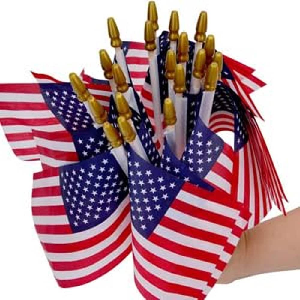 ITOPFOX 12 pcs 4x6 Inch American Flags on Sticks Mini Handheld US Flags ...