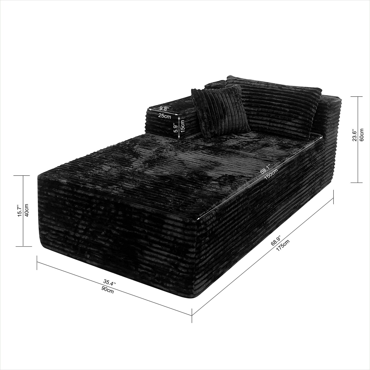 SunJet L-Shape Modular Sleeper Sofa with Plush Corduroy Upholstery in ...