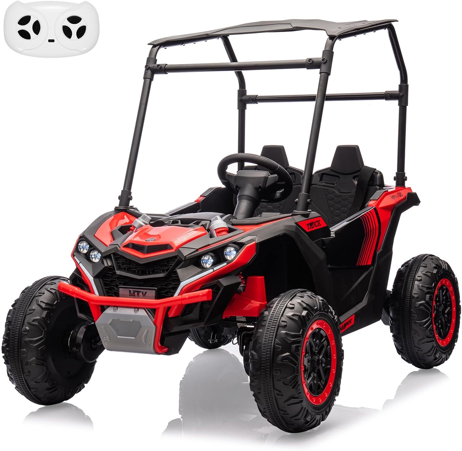 Qeetex 24V Ride On Utv for Kids 2 Seater Electric Truck with Sun Shade ...