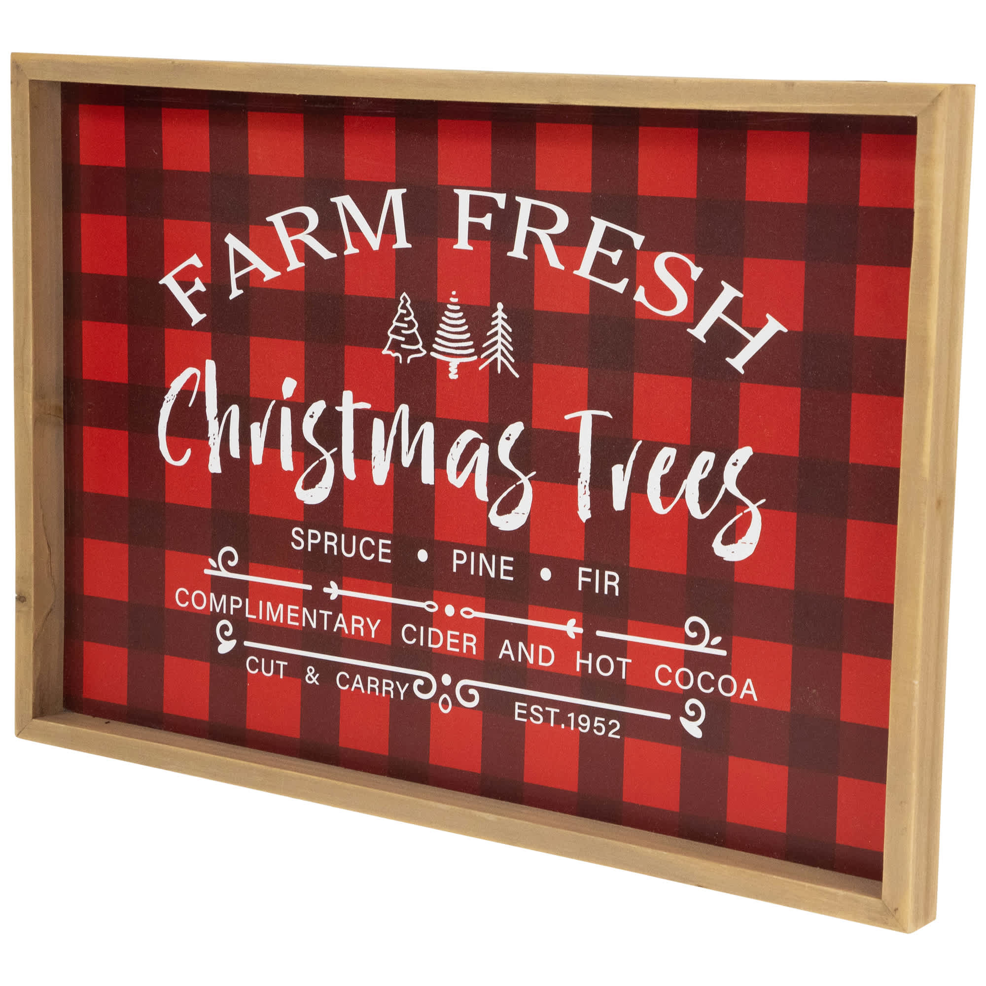 Northlight Plaid Farm Fresh Christmas Trees Framed Christmas Wall Sign ...