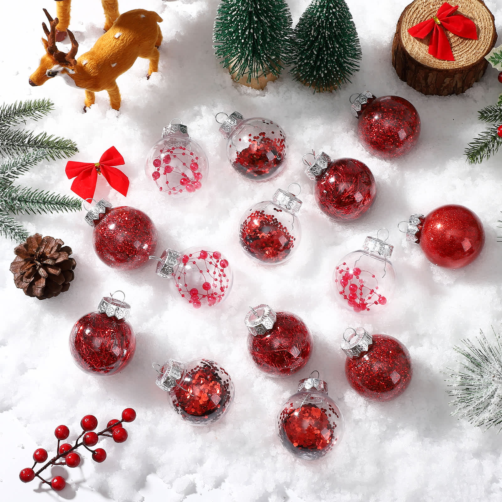 Qeetex 30pcs Christmas Ball Ornaments Shatterproof Plastic Hanging Ball ...