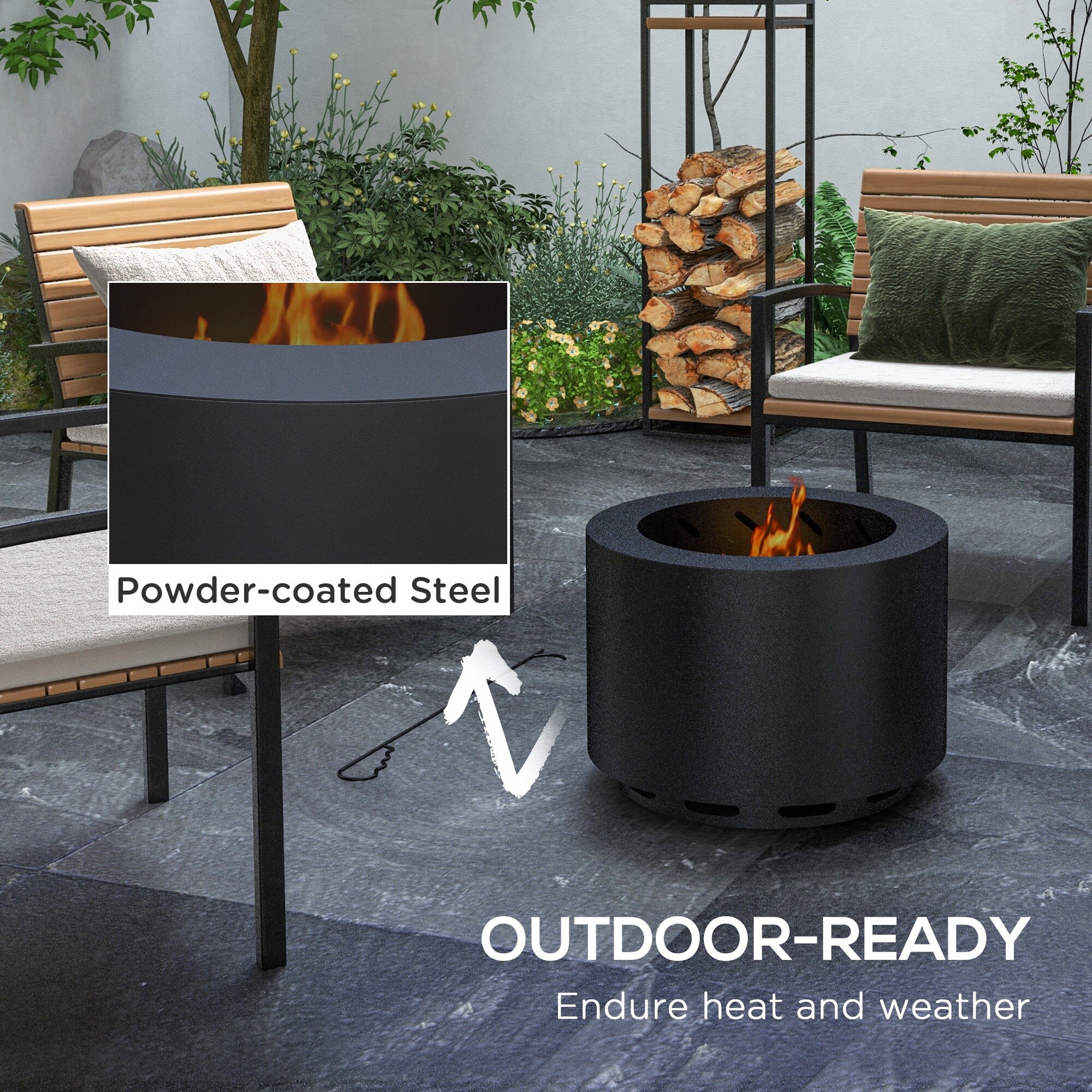 Siavonce 19-in W Steel Round in the Wood-Burning Fire Pits department ...