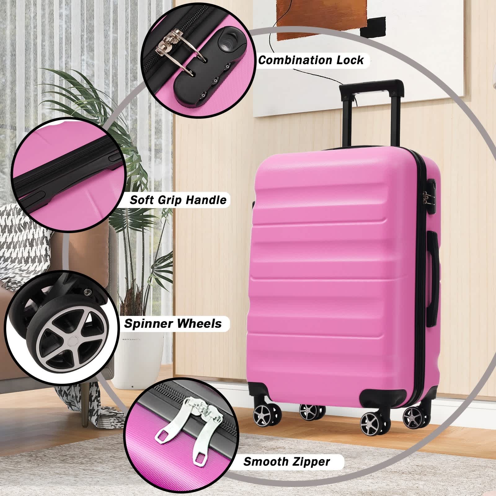 Vynxaria Hardshell ABS Luggage Set Lightweight Durable with Dual ...