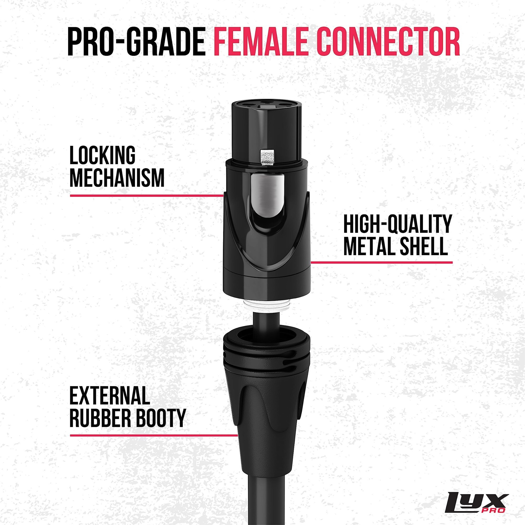 LyxPro Quad Series 3 ft XLR Cable Male to Female 4 Conductor - Black in ...