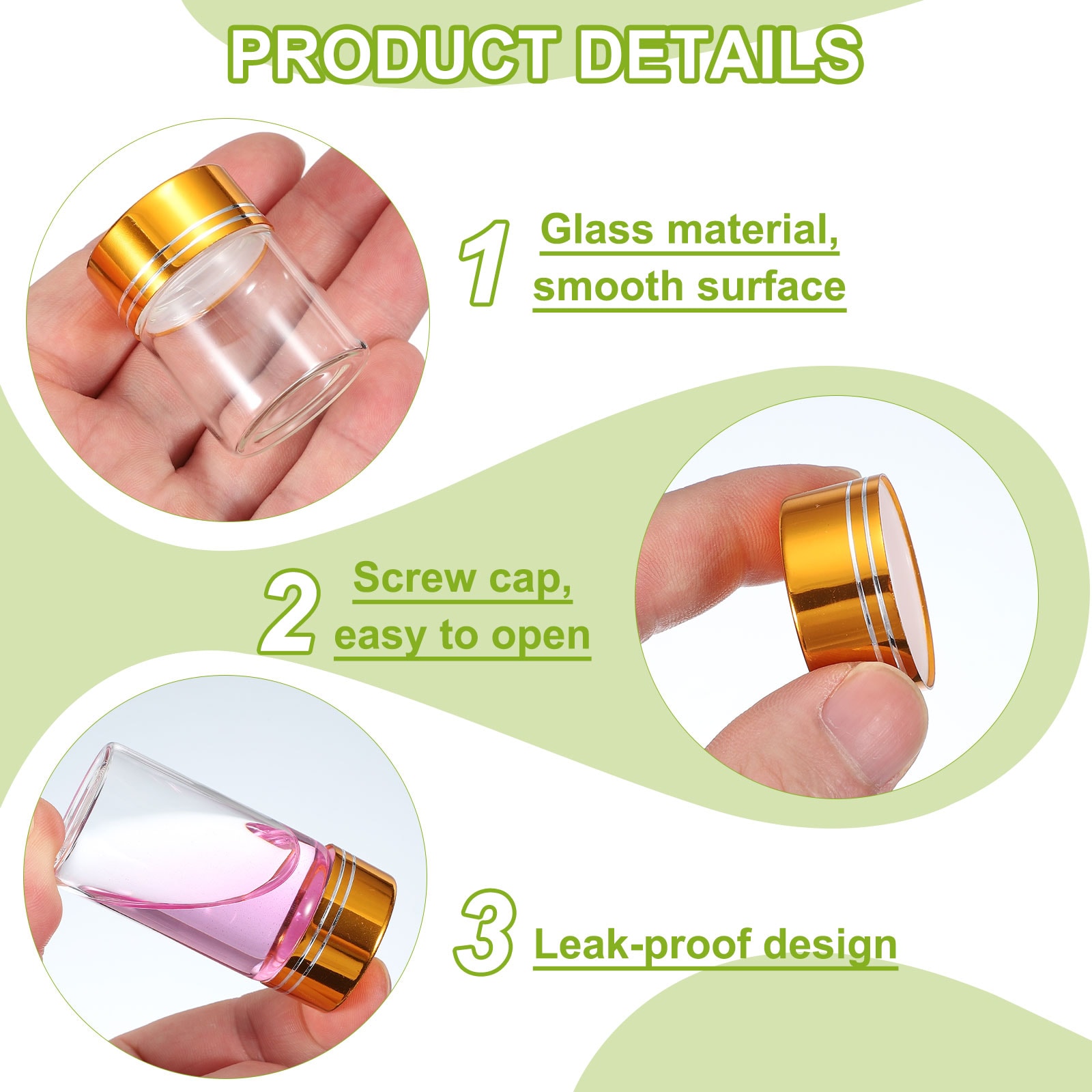Unique Bargains 10pcs Mini Glass Bottles with Lids 40ml Small Clear ...