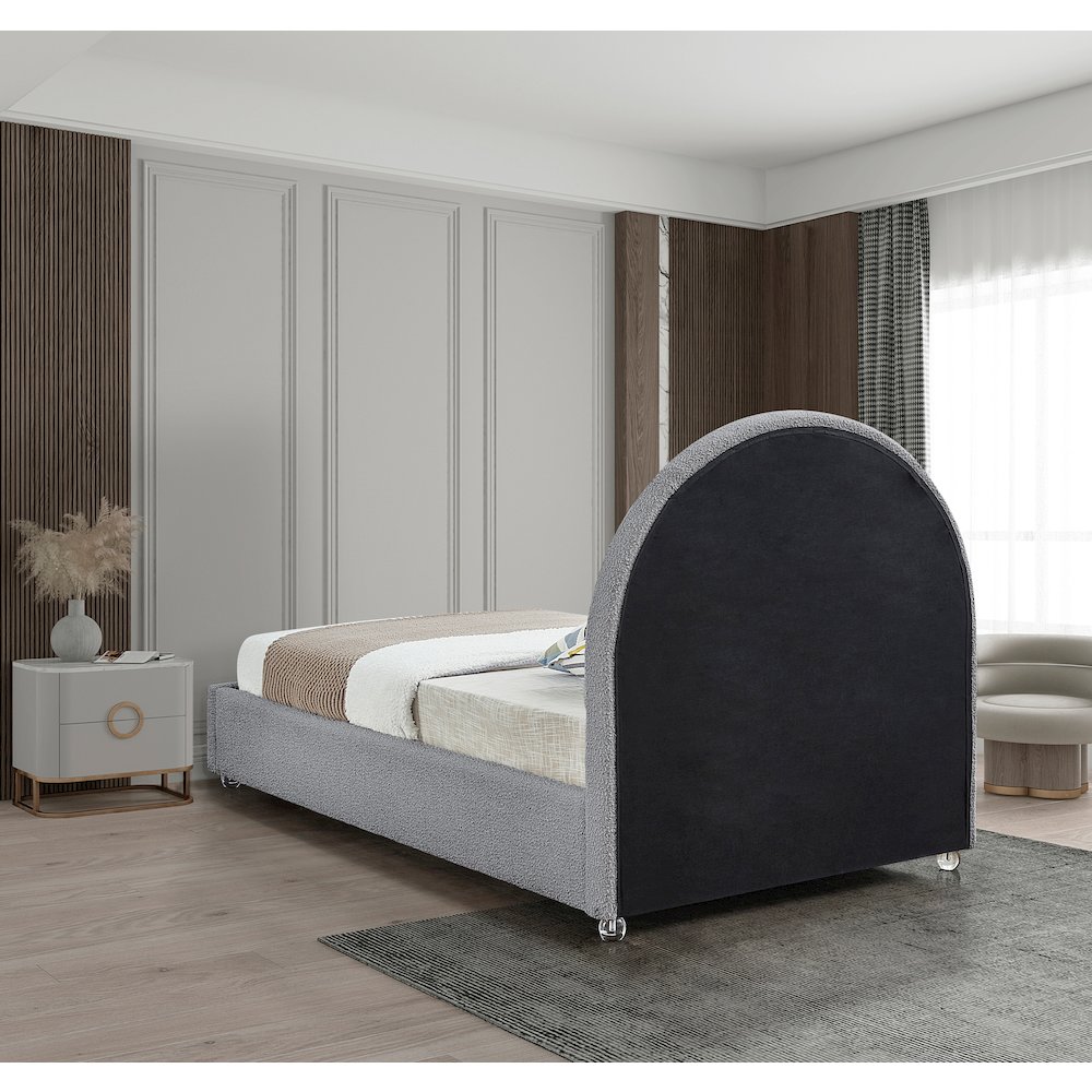 Meridian Milo Grey Fabric Twin Bed in the Beds department at Lowes.com