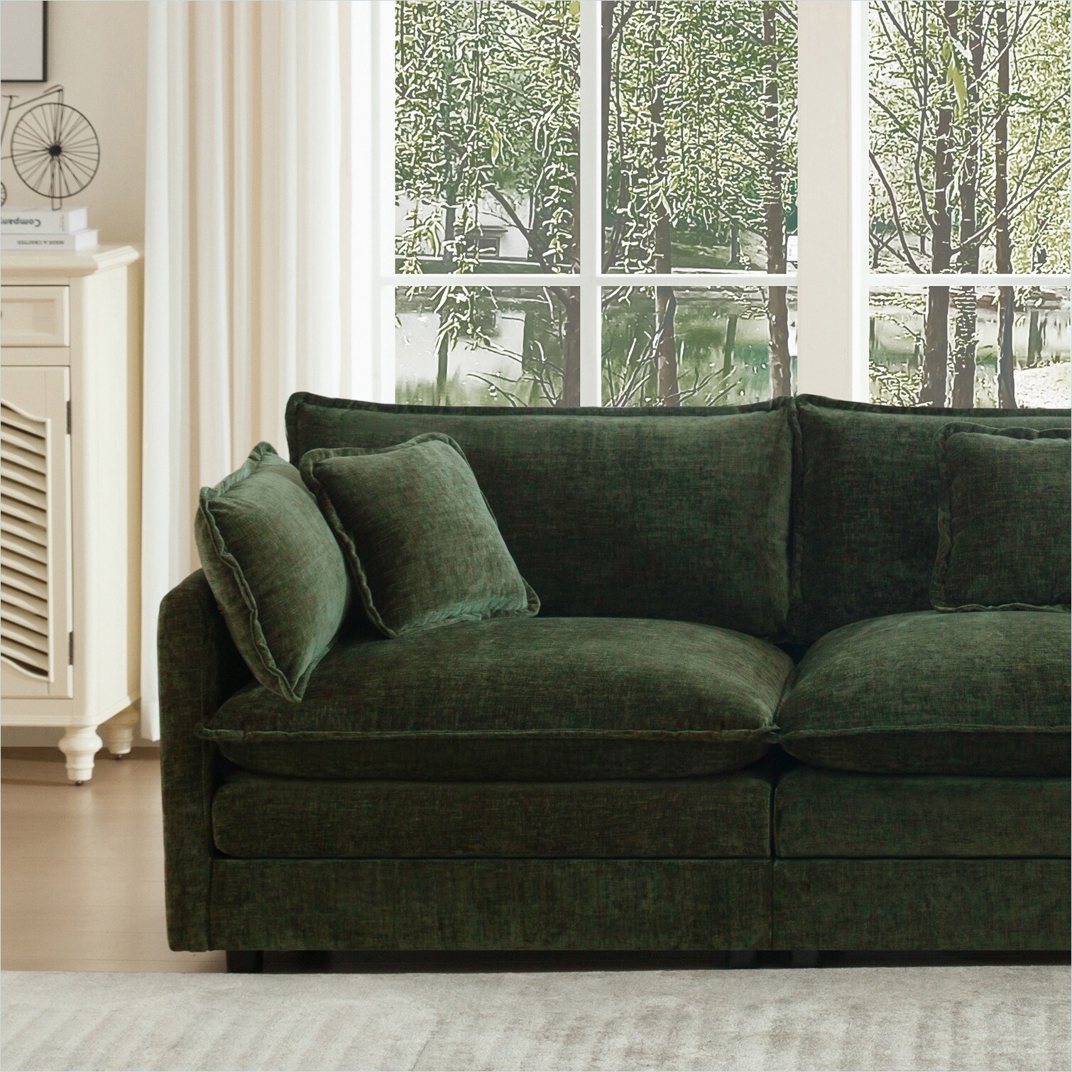 SunJet Modern U-Shape Modular Sectional Sofa with 3 Ottomans Sage Green ...