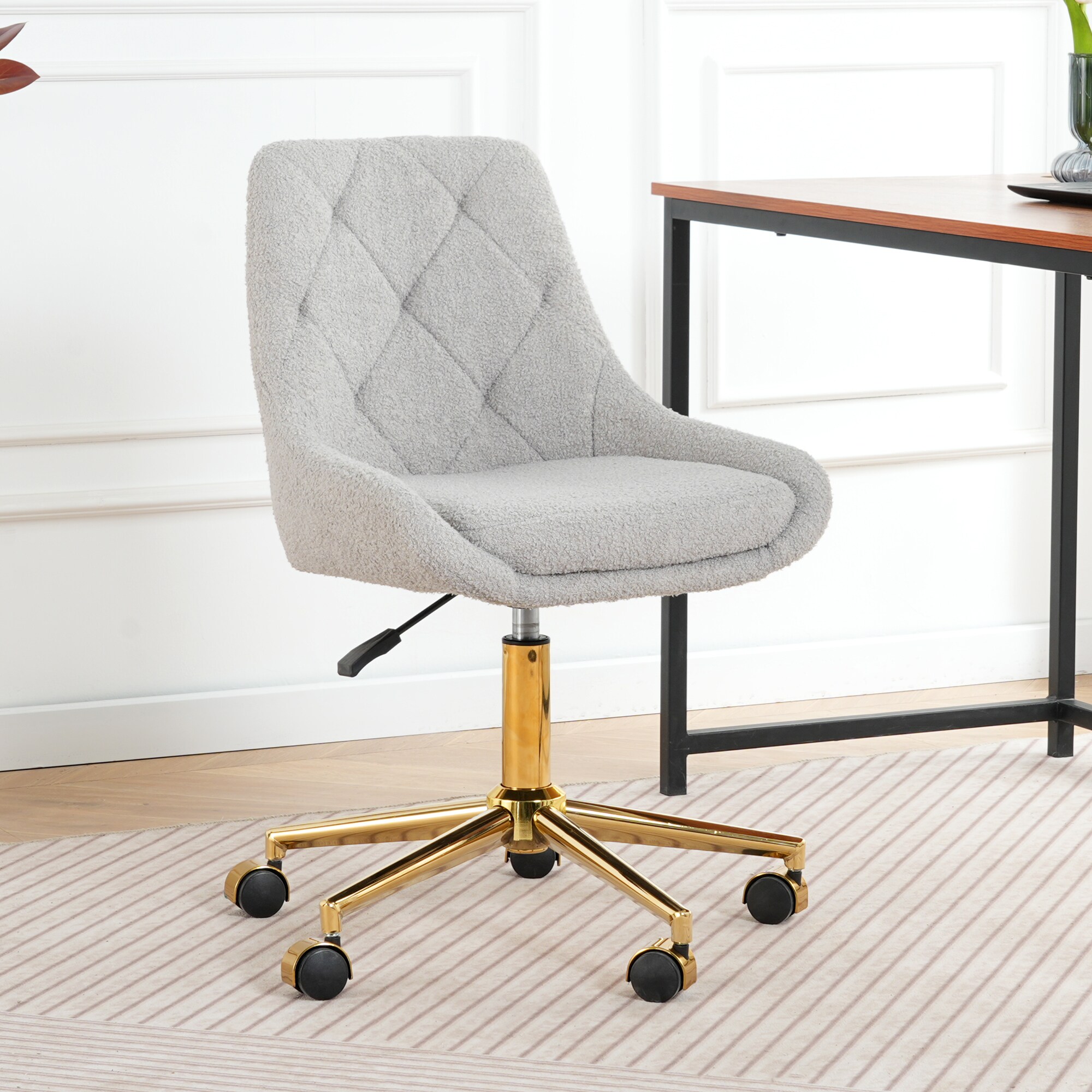 LOVMOR Modern teddy velvet fabric golden leg living room furniture ...