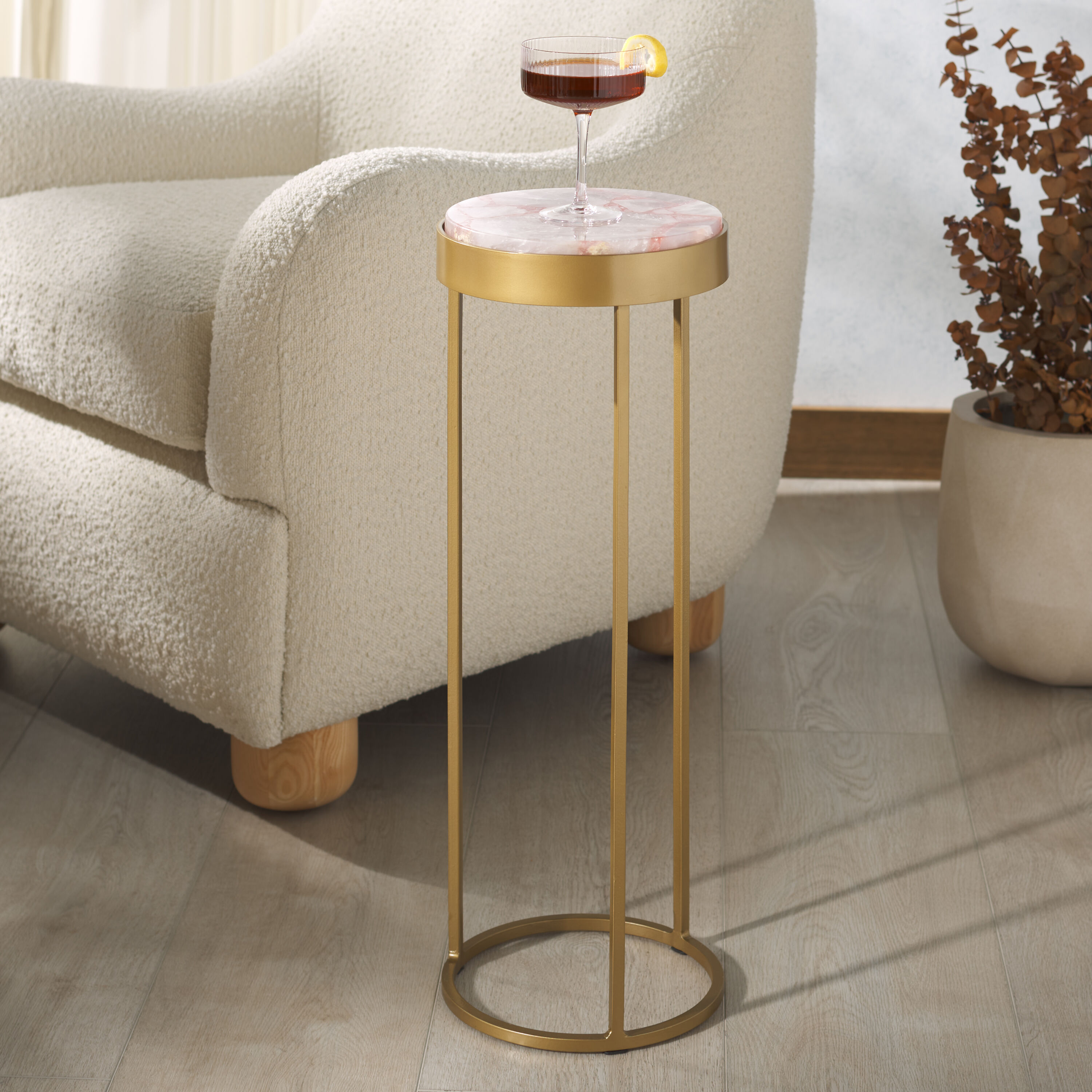 Safavieh Jessa Glam Style Forged Metal Tall Round End Table/Brass in ...