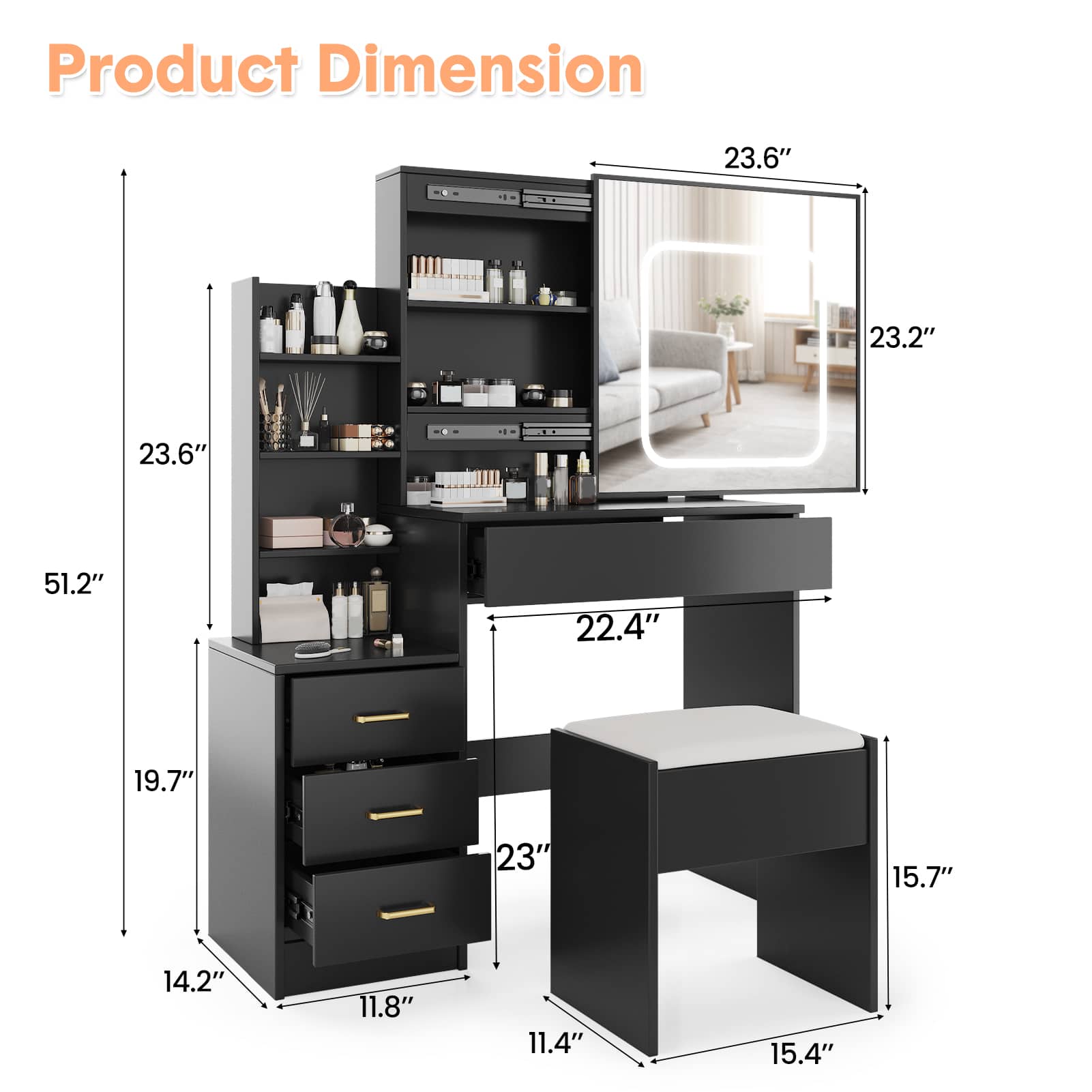 Garvee Vanity Desk With Mirror and LED Lights Makeup Vanity Desk With ...