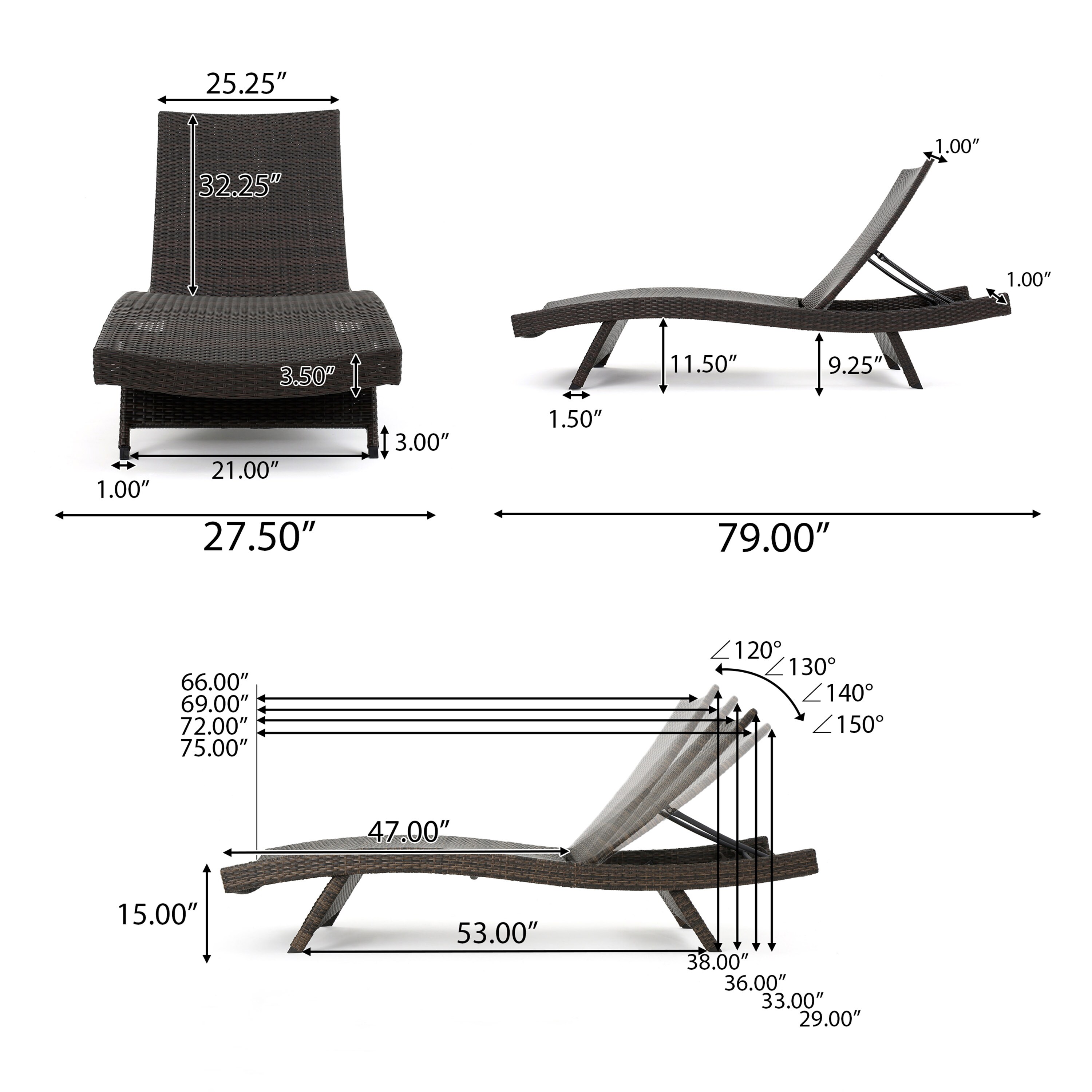 Wooakway Outdoor Chaise Lounge Patio Chair Outdoor Seating with ...