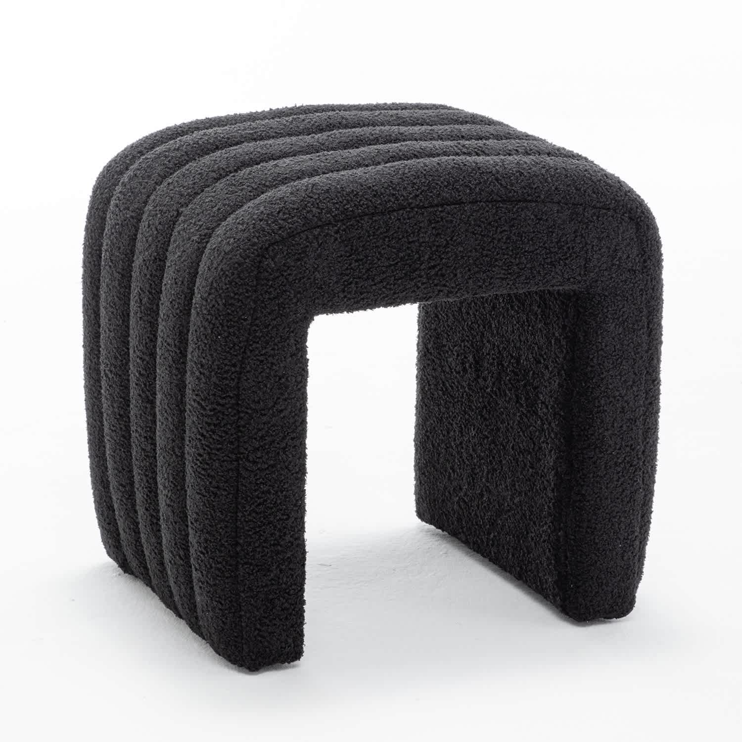 SEYNAR Modern Glam Teddy Velvet Upolstered U-Shaped Ottoman in the ...