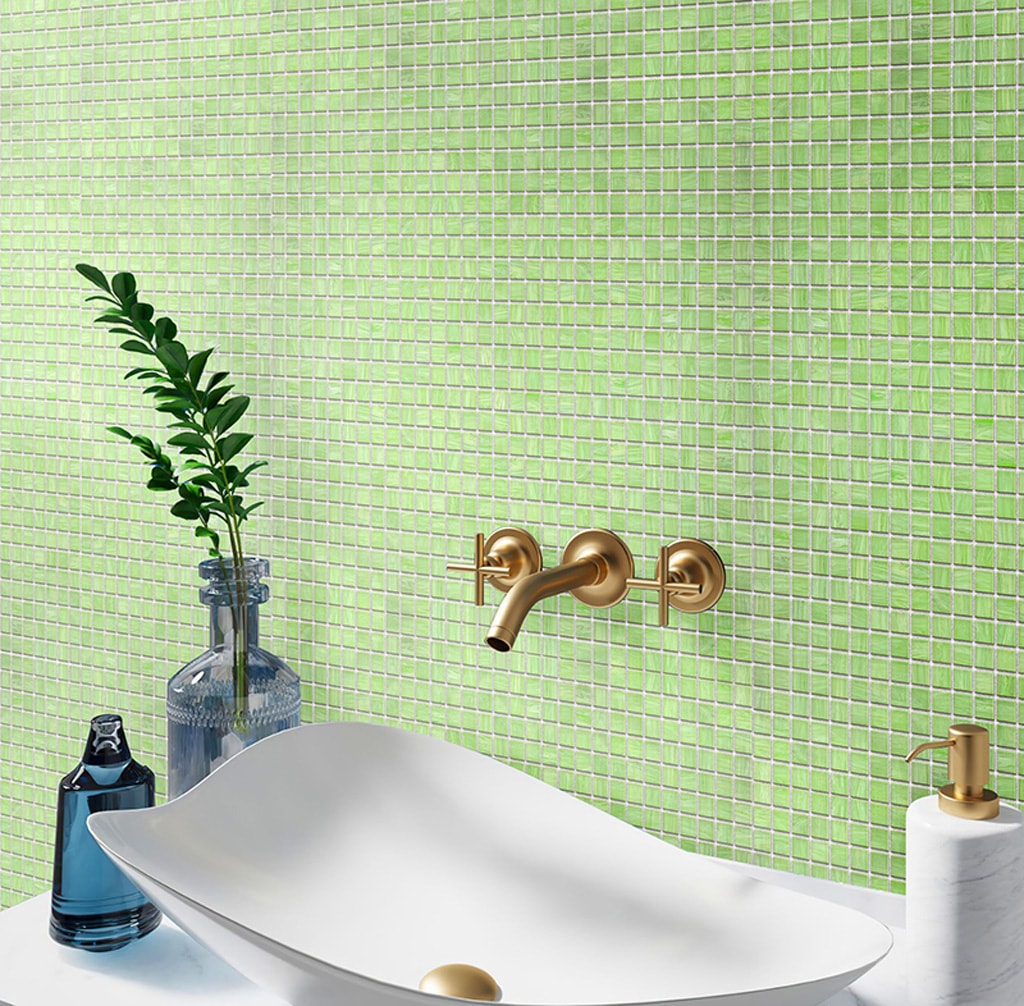 Apollo Tile Celestial Tea Green 12-in x 12-in Glossy Glass Uniform ...