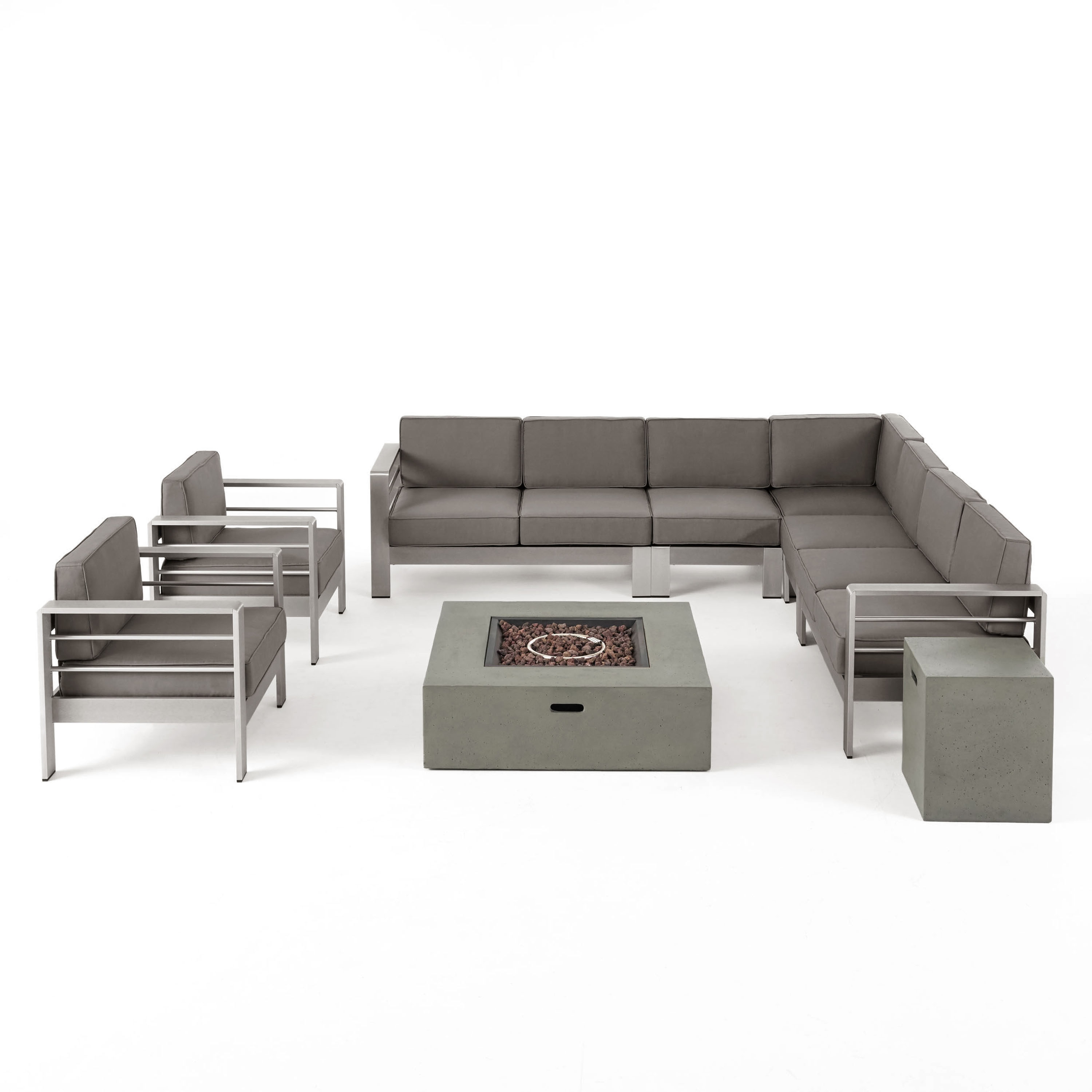 Christopher Knight Home Cape Coral Outdoor 9 Seater Aluminum L Shaped ...