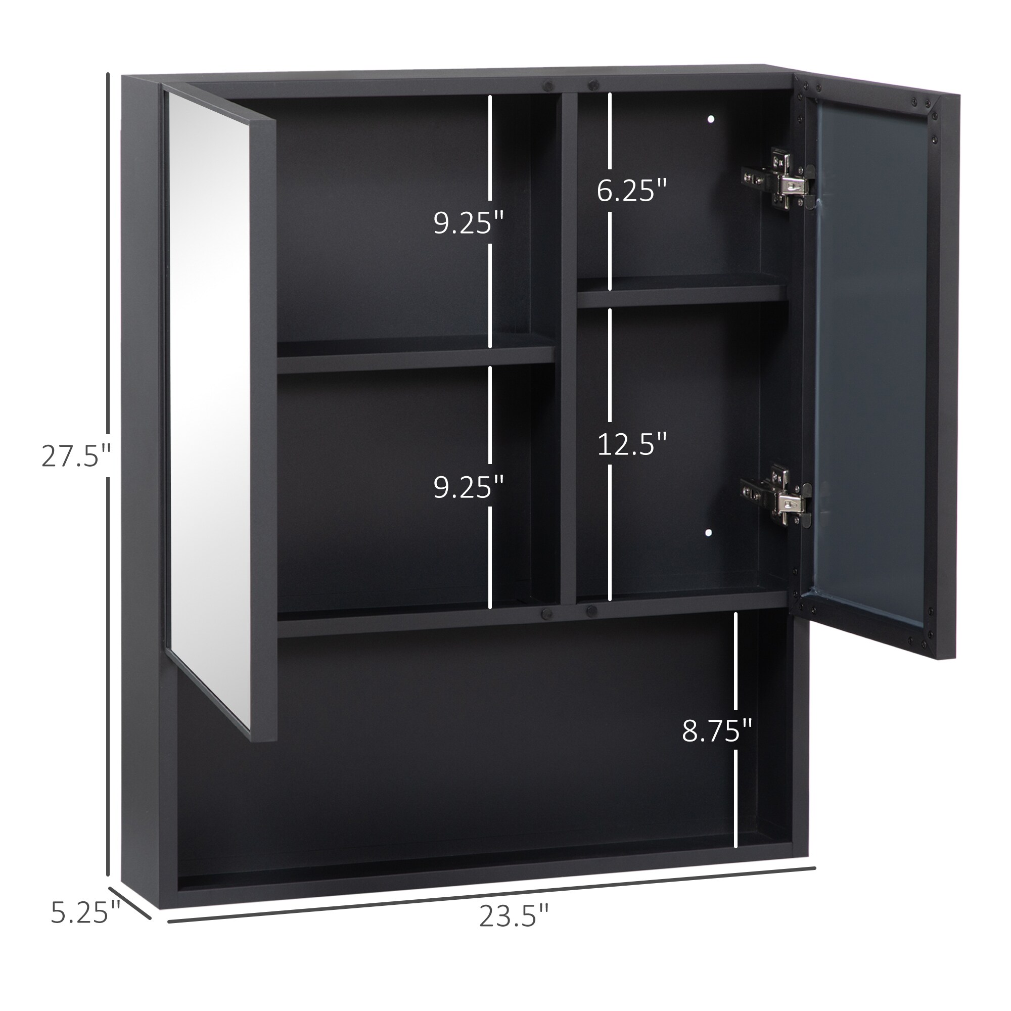 Zyerch Wall-Mounted Stainless Steel Bathroom Cabinet Wide Double Door ...