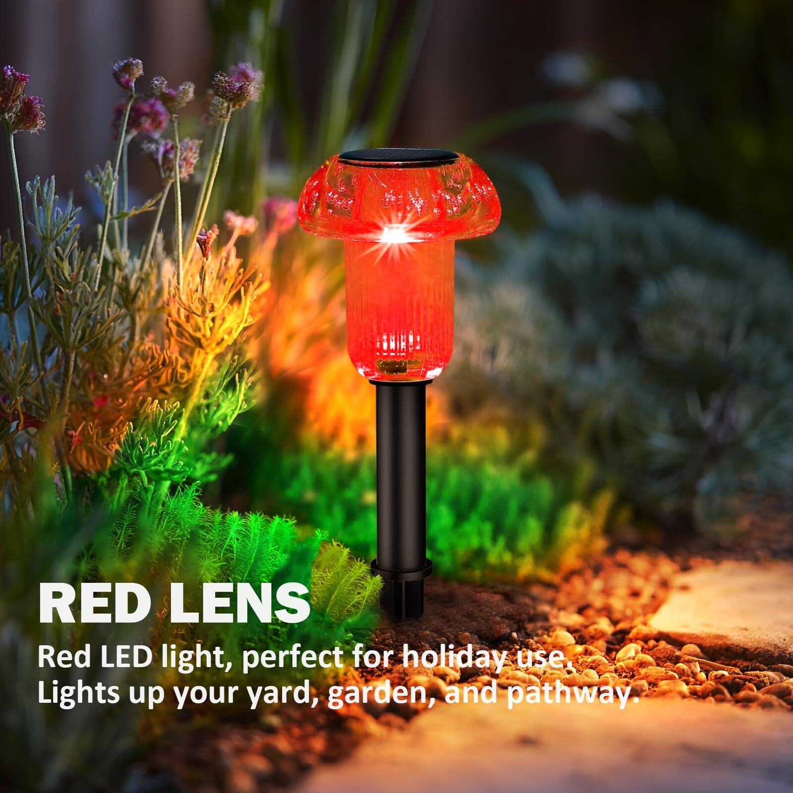 AOIZGMY Easter Solar Pathway Lights Outdoor Decorative 4 Pack Red LED ...