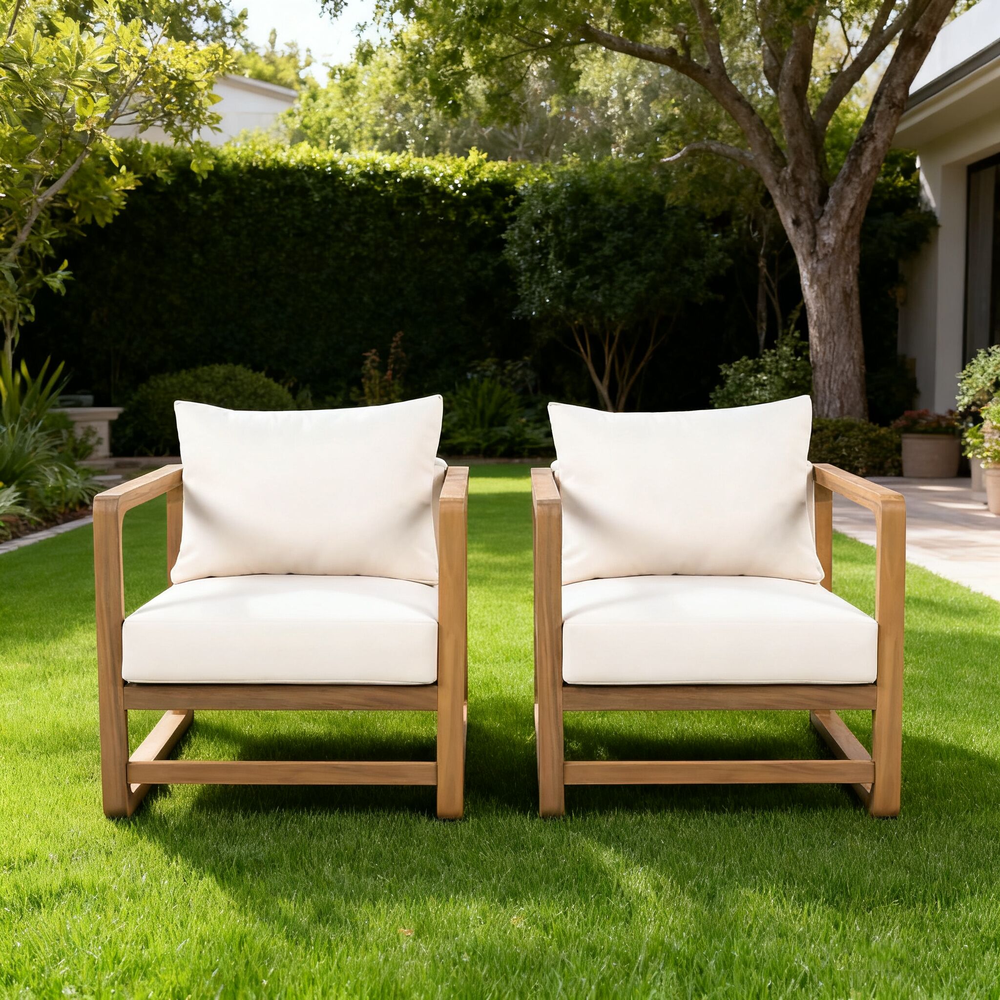 Christopher Knight Home Outdoor Modern Acacia Wood Lounge Club Chair ...