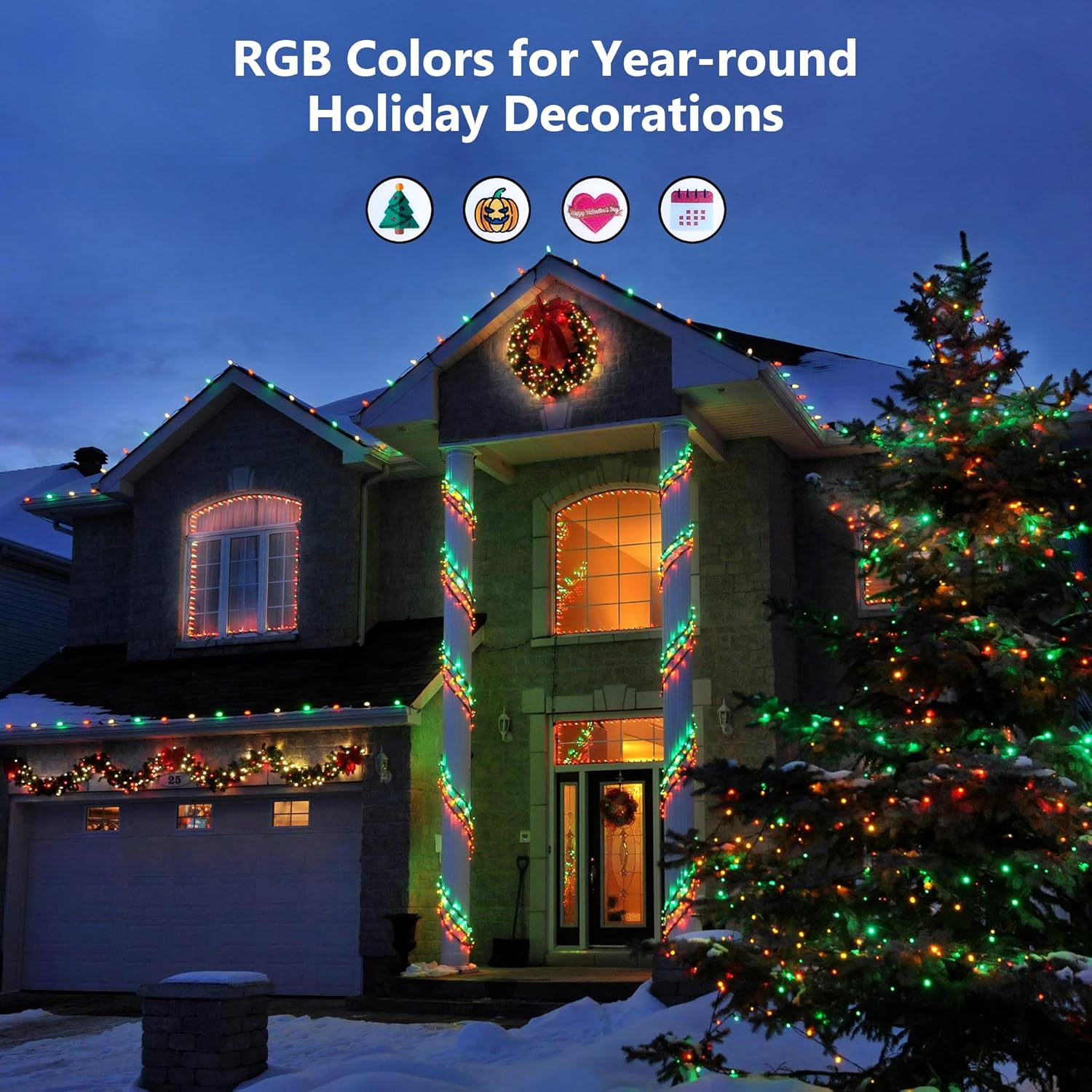 BrizLabs RGB Color Changing String Lights 33 Feet 100 LED Dimmable Mini ...