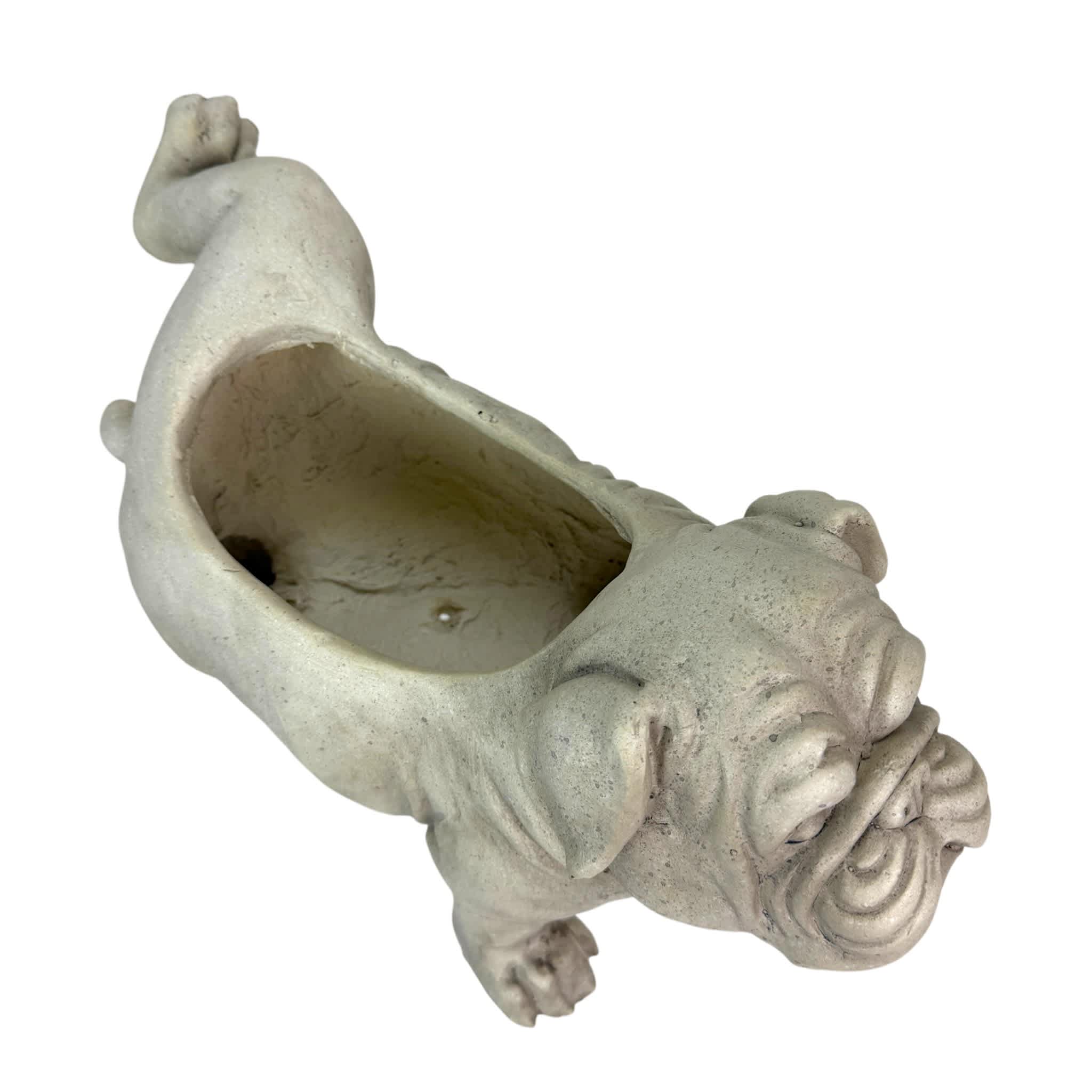 Zeckos Bulldog Planter in Antique Stone Finish - Magnesium Oxide ...