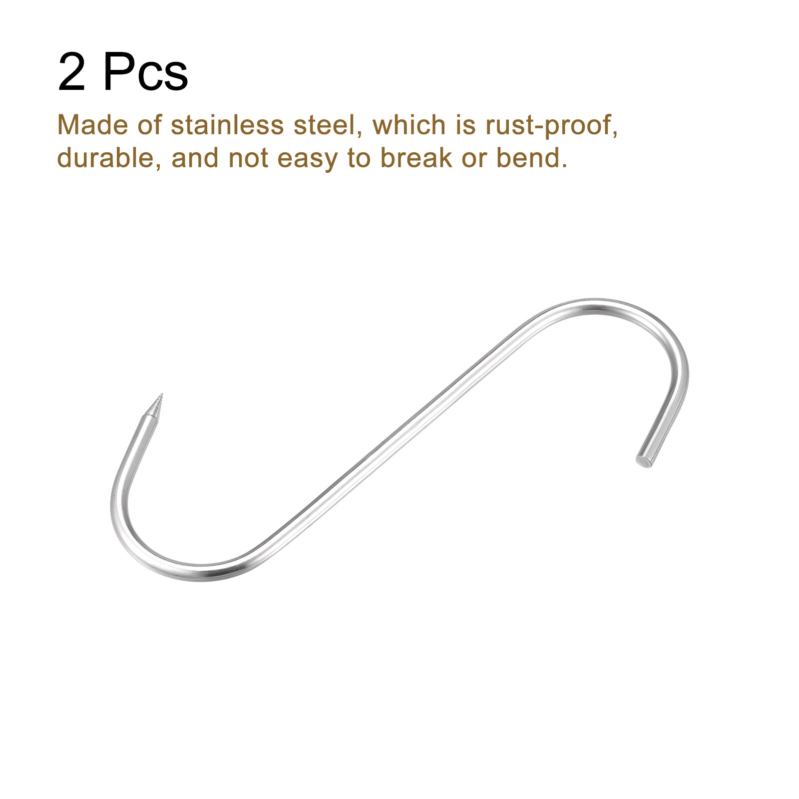 Unique Bargains 5.91Inch Meat Hooks 0.2Inch Thick Stainless Steel ...