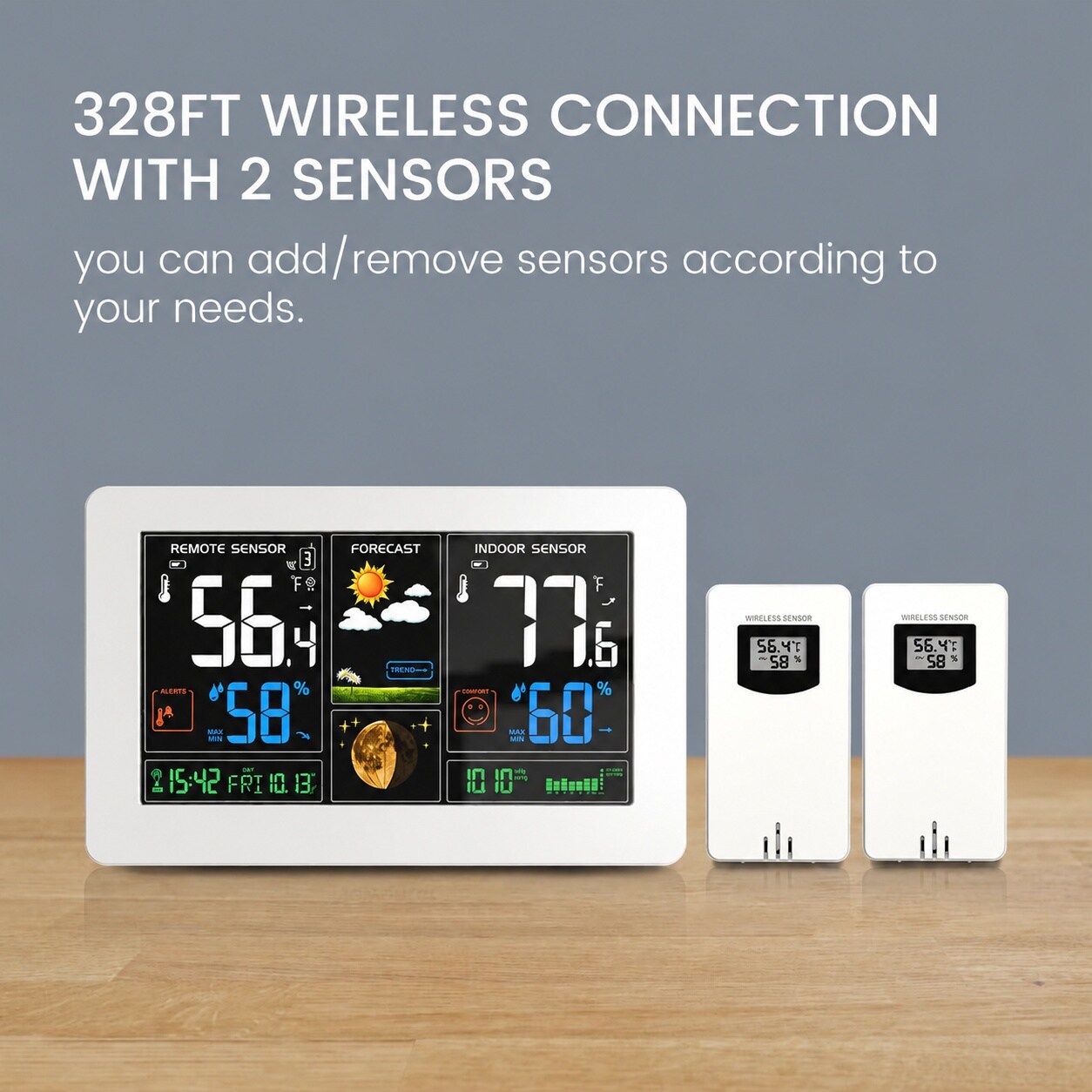 Justincity Wireless Weather Station Indoor Outdoor Thermometer Color ...