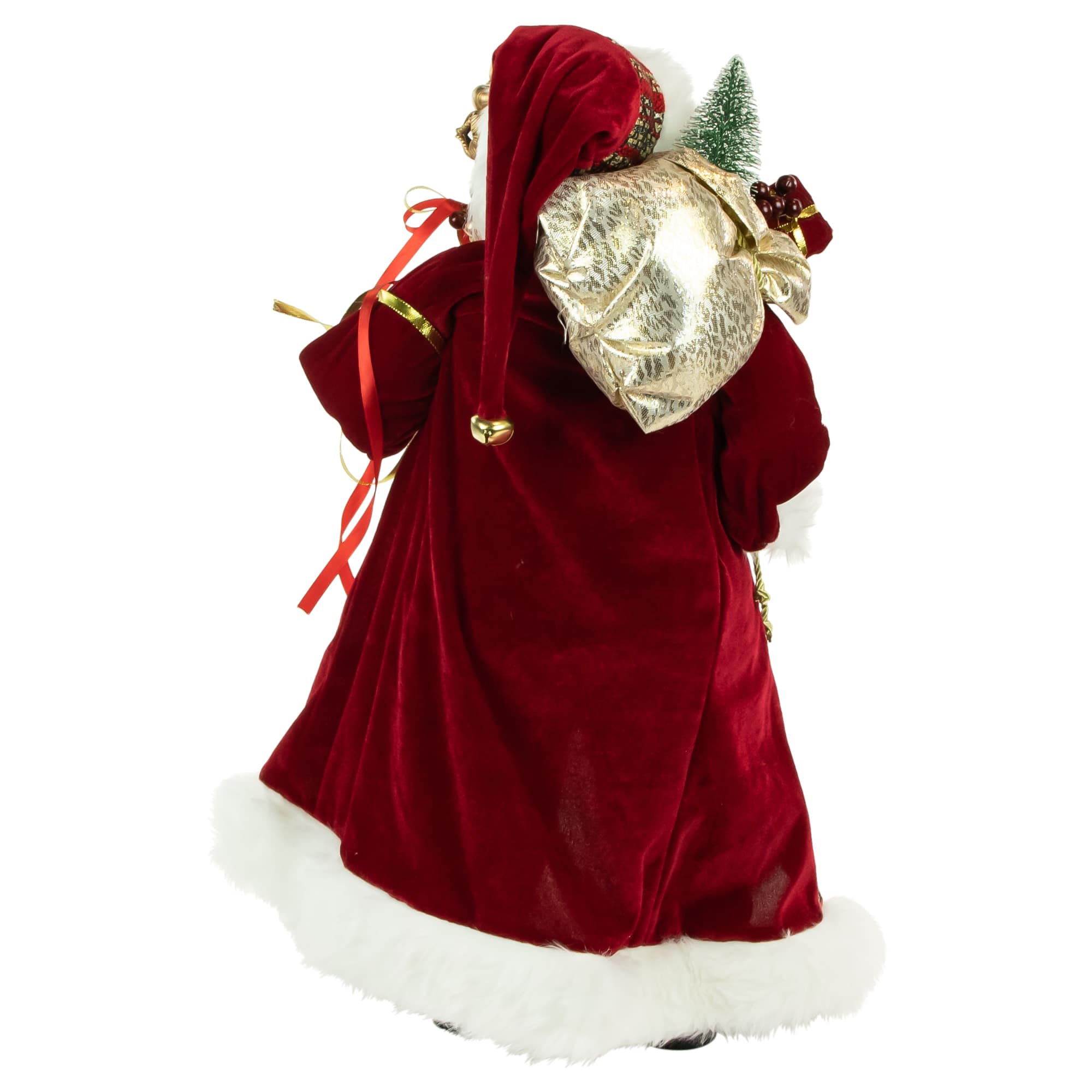 Northlight 24 inch African American Santa Claus with Gift Bag Christmas ...