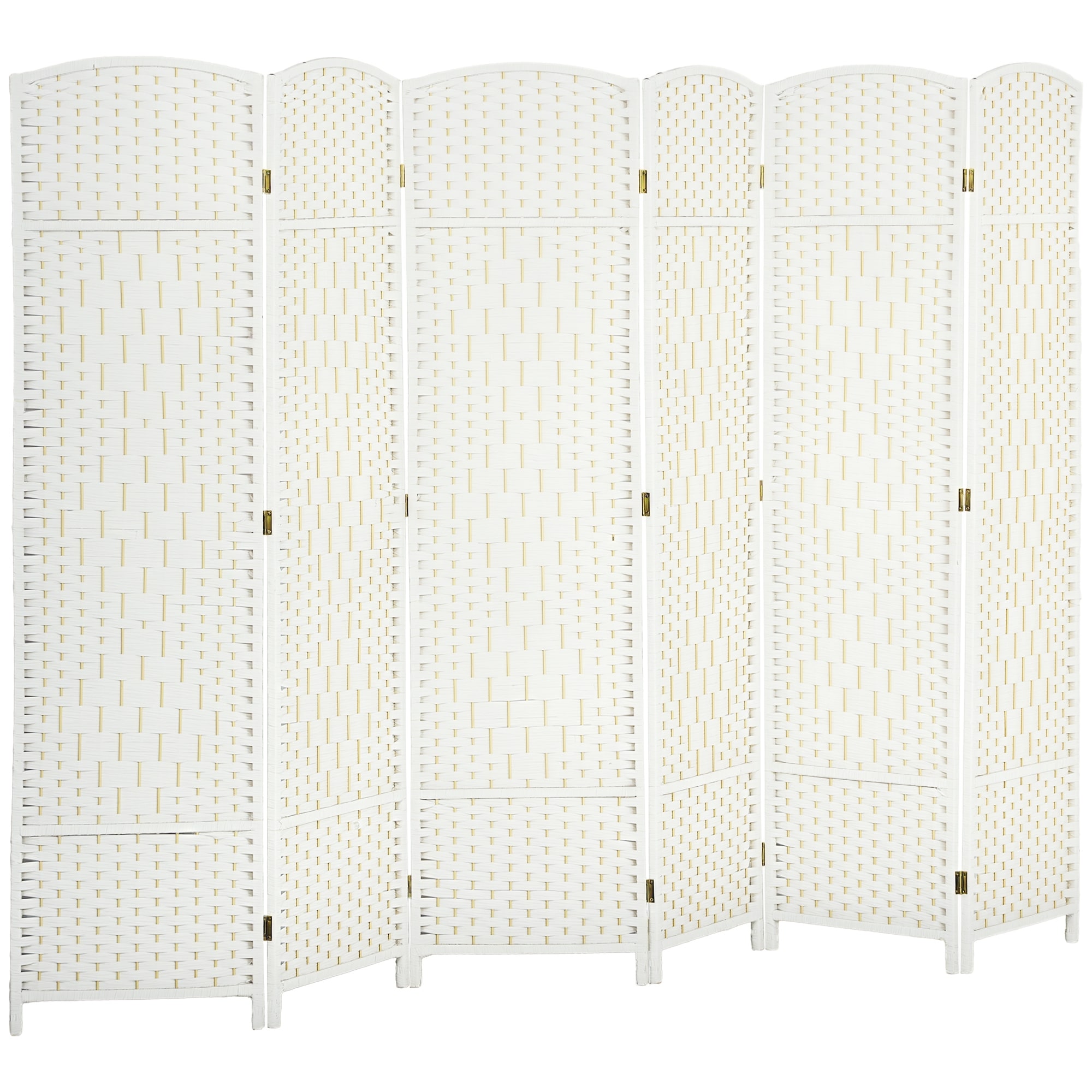 HomCom 6 Panel Room Divider 6 Tall Folding Privacy Screen Hand-Woven ...