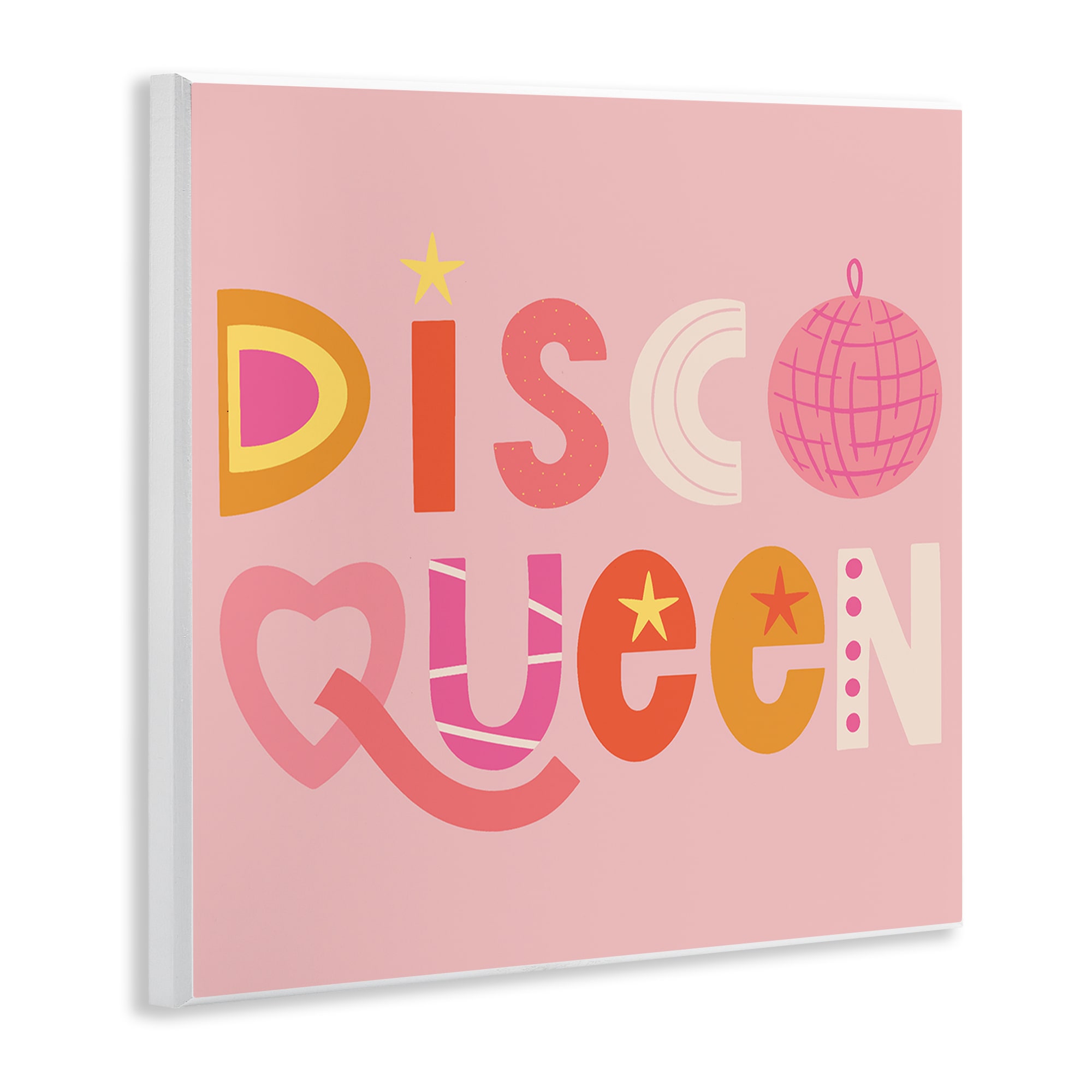 Stupell Industries Disco Queen Pastel Pink Wall Plaque Art By Sazerelli ...