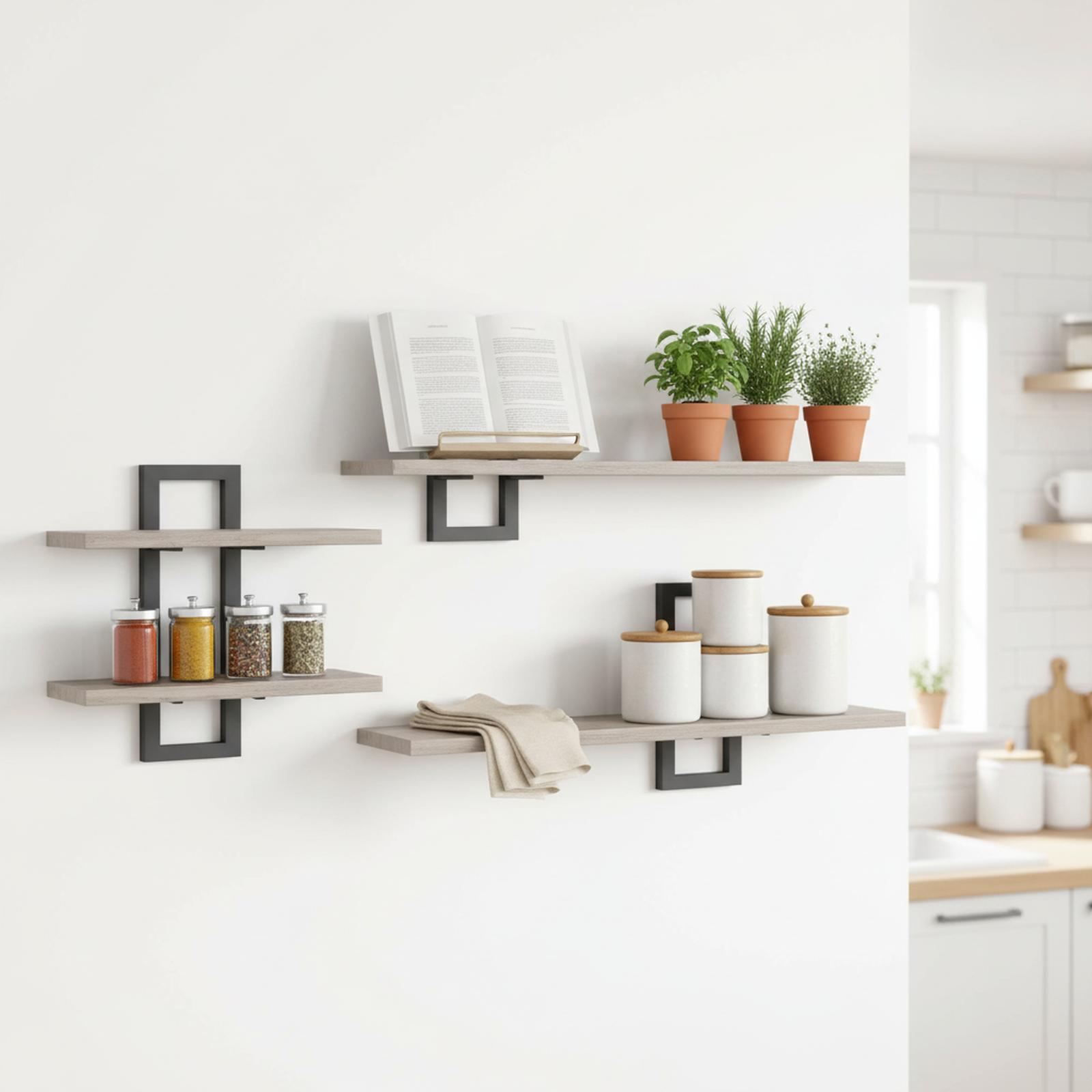 Baginizer Floating Wall Shelves Set Double Layer Storage Sturdy Metal ...