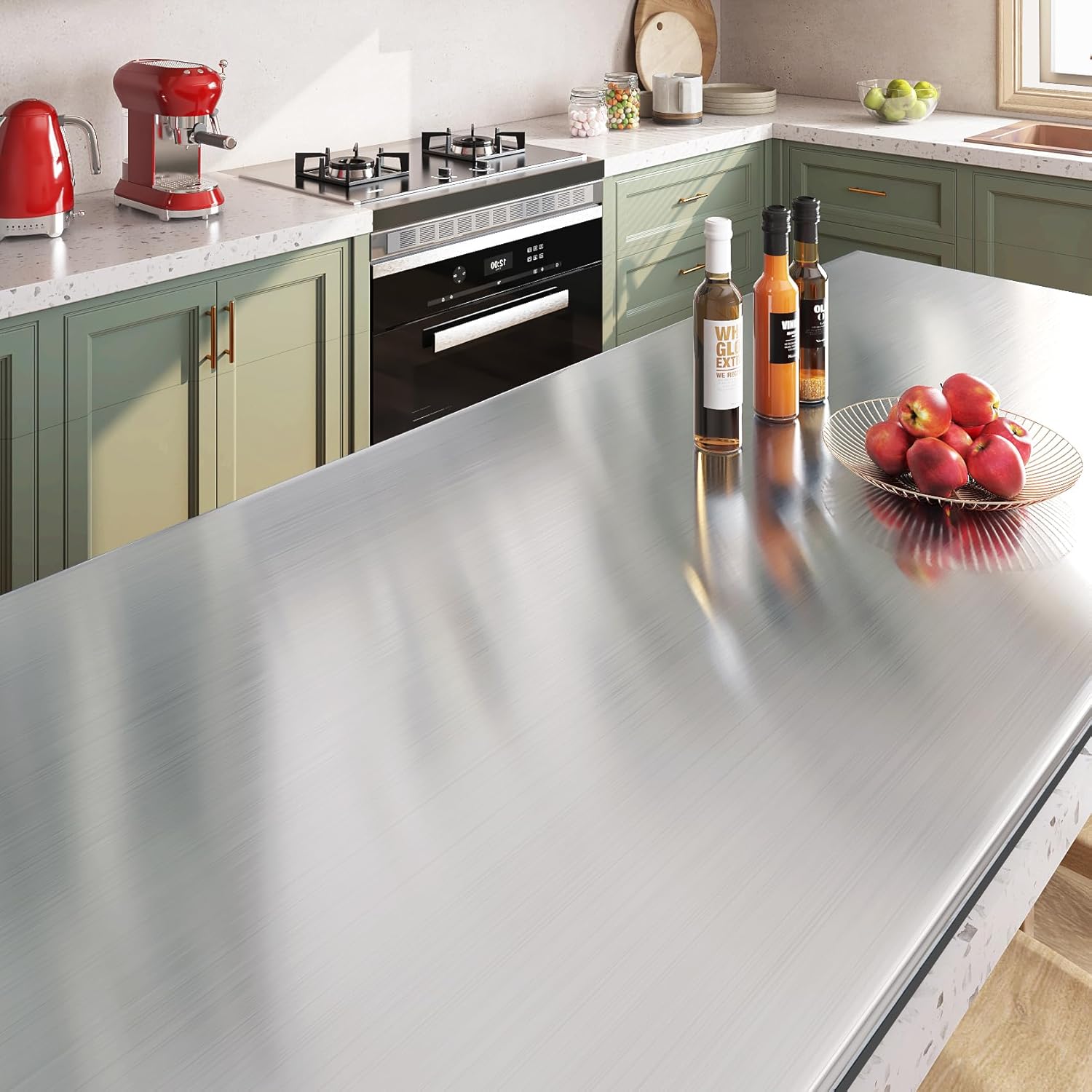 Livelynine Brushed Nickel Peel and Stick Wallpaper Silver Stainless ...