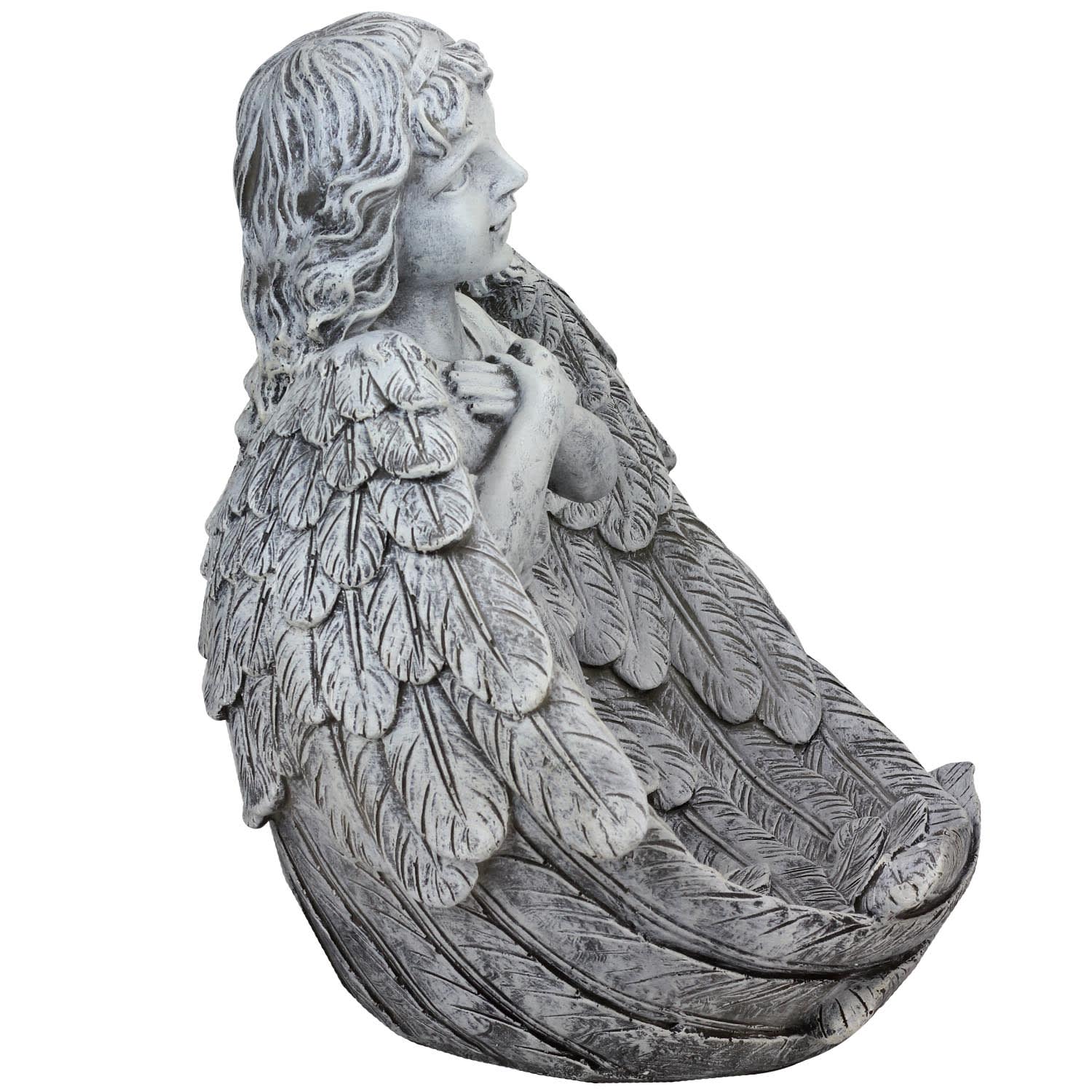 Northlight Angel Child Wrapped in Wings Outdoor Garden Statue - 16 inch ...
