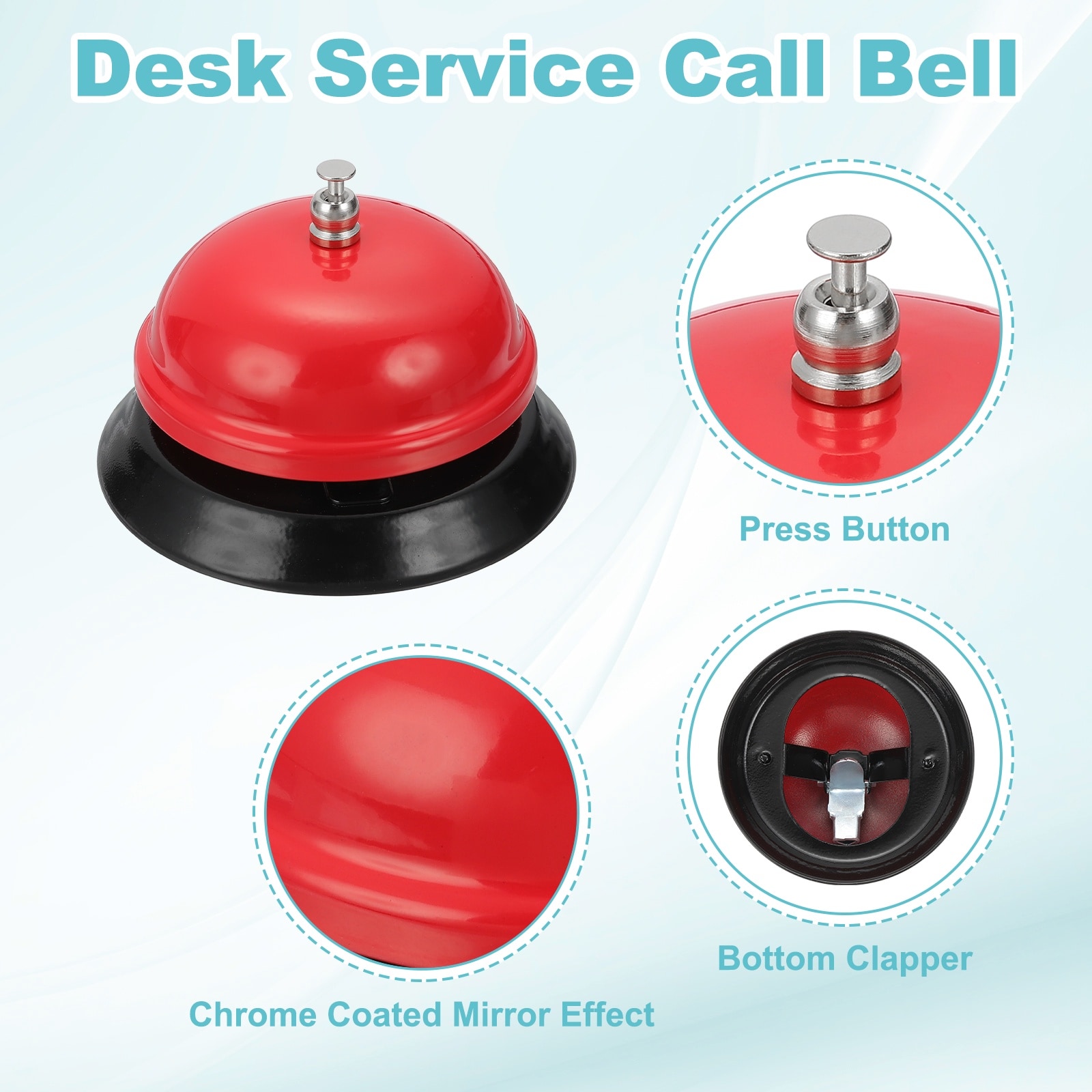 Unique Bargains Desk Service Call Bell 3.35 Inch Metal Dinner Service ...
