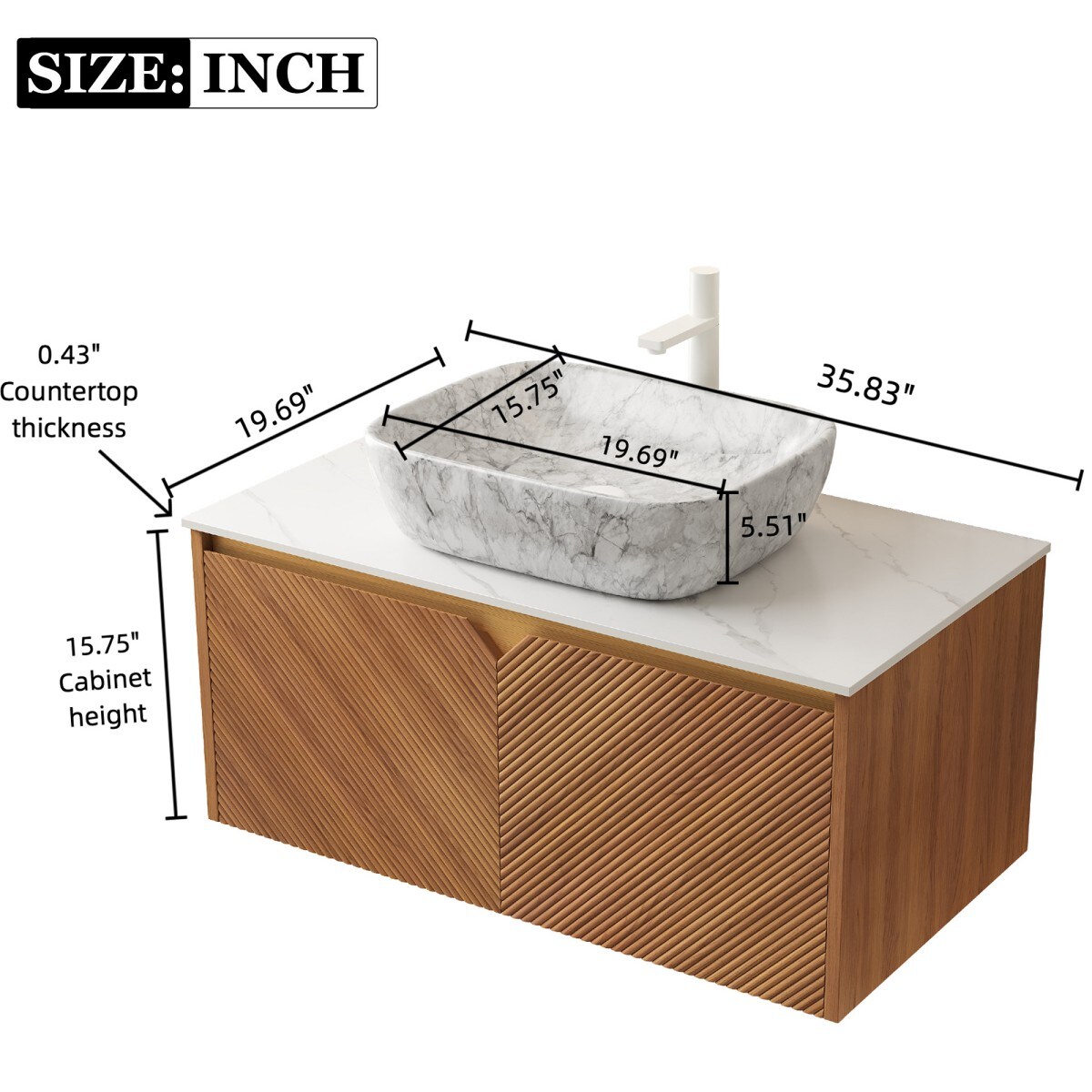 Dexmalle 36-in Oak Rustic Wall-mount Single Sink Bathroom Vanity with ...