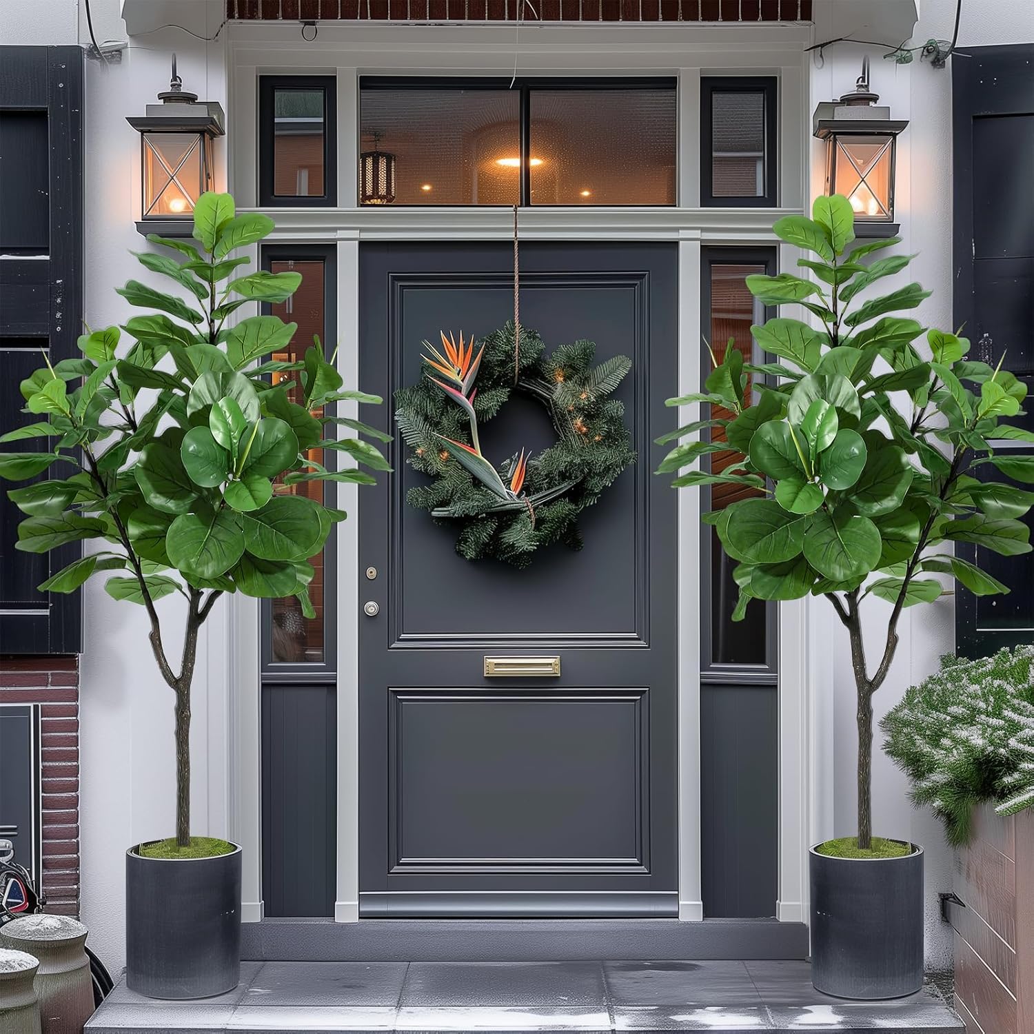 GAOMON Artificial Fiddle Leaf Fig Tree 6ft Faux Silk Ficus Tree ...