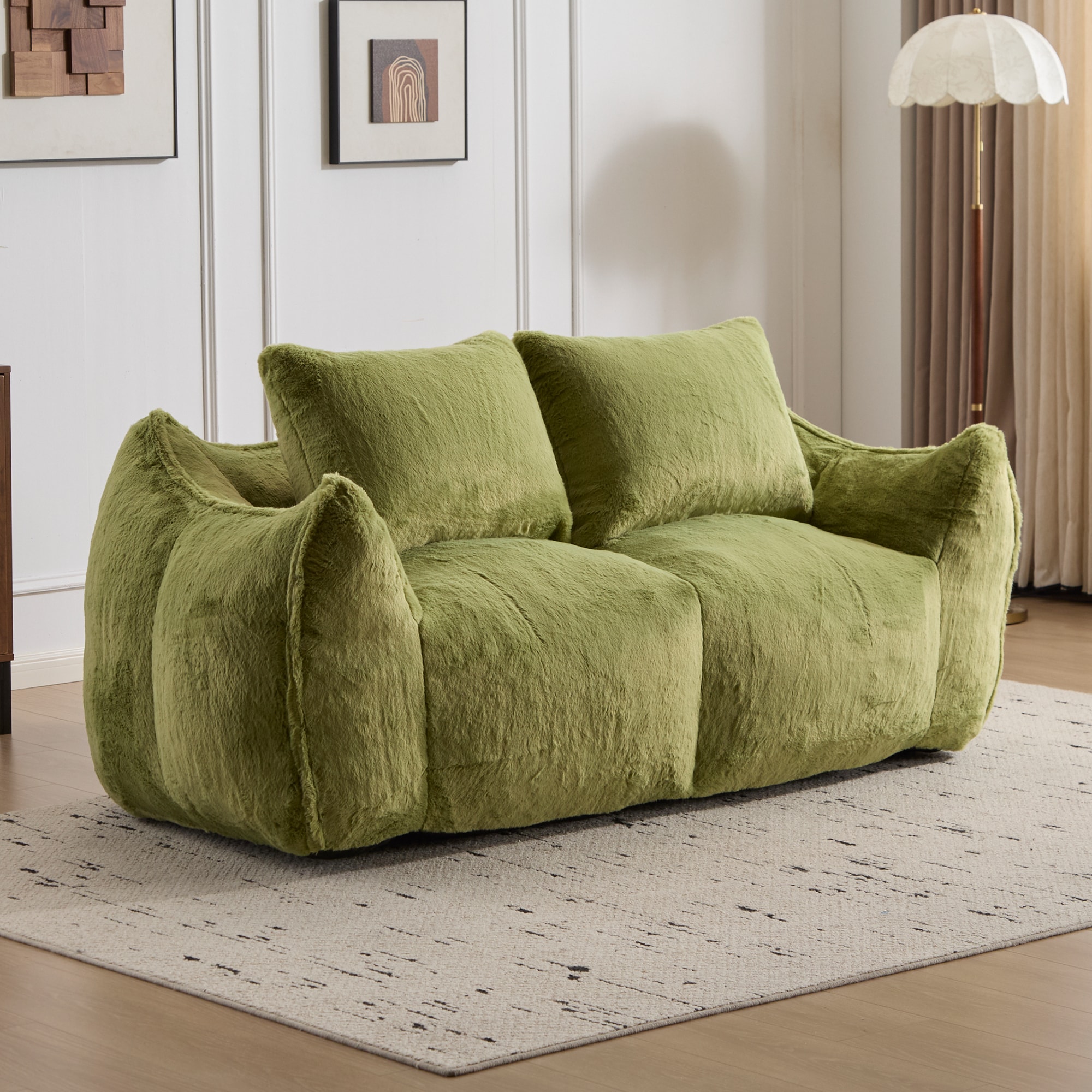 LOVMOR Giant Bean Bag Couch for Adults Ultra Soft Fluffy Loveseat Bean ...