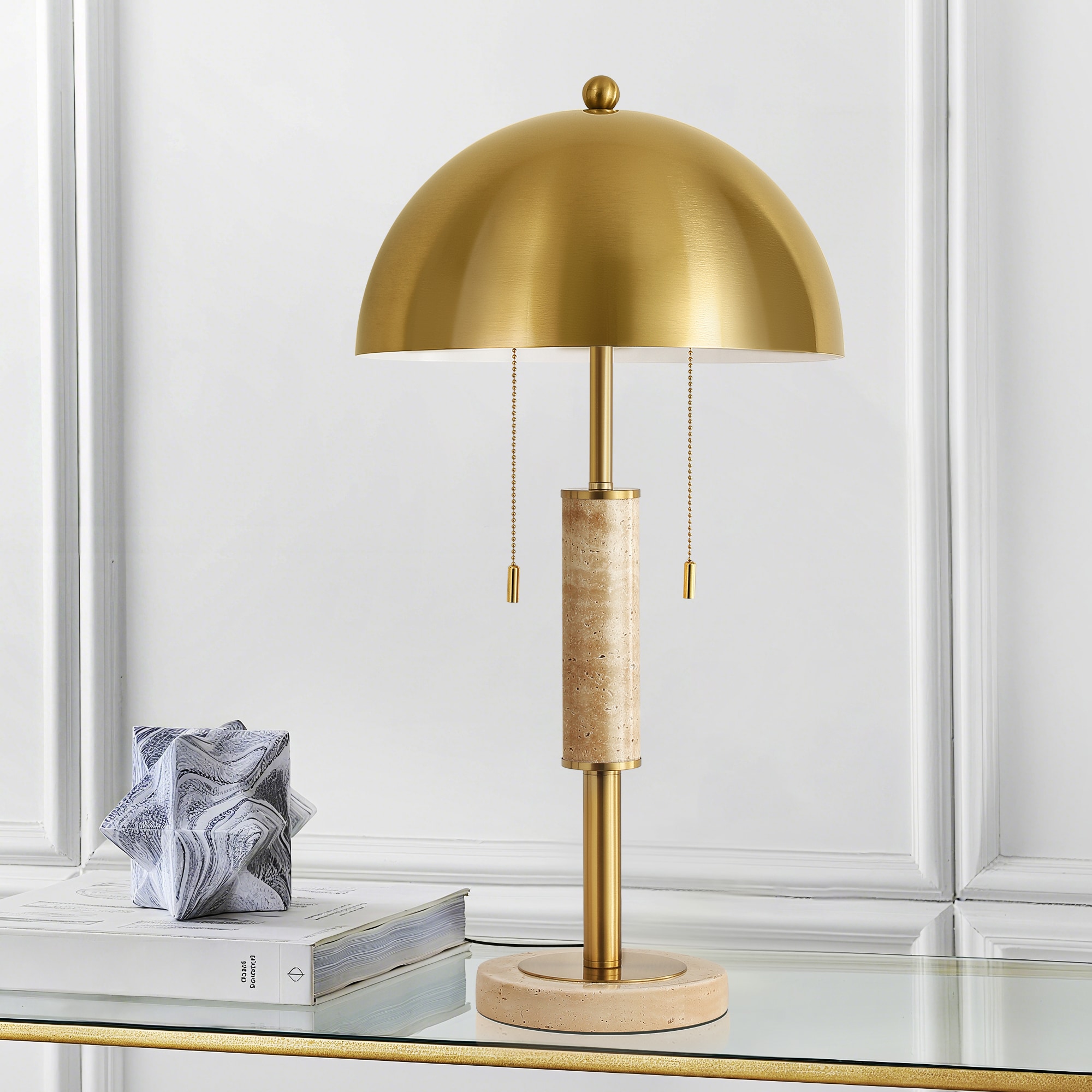 KAISITE 23-in Gold Modern 2-Light Plug-in and Flexible Table Lamp with ...