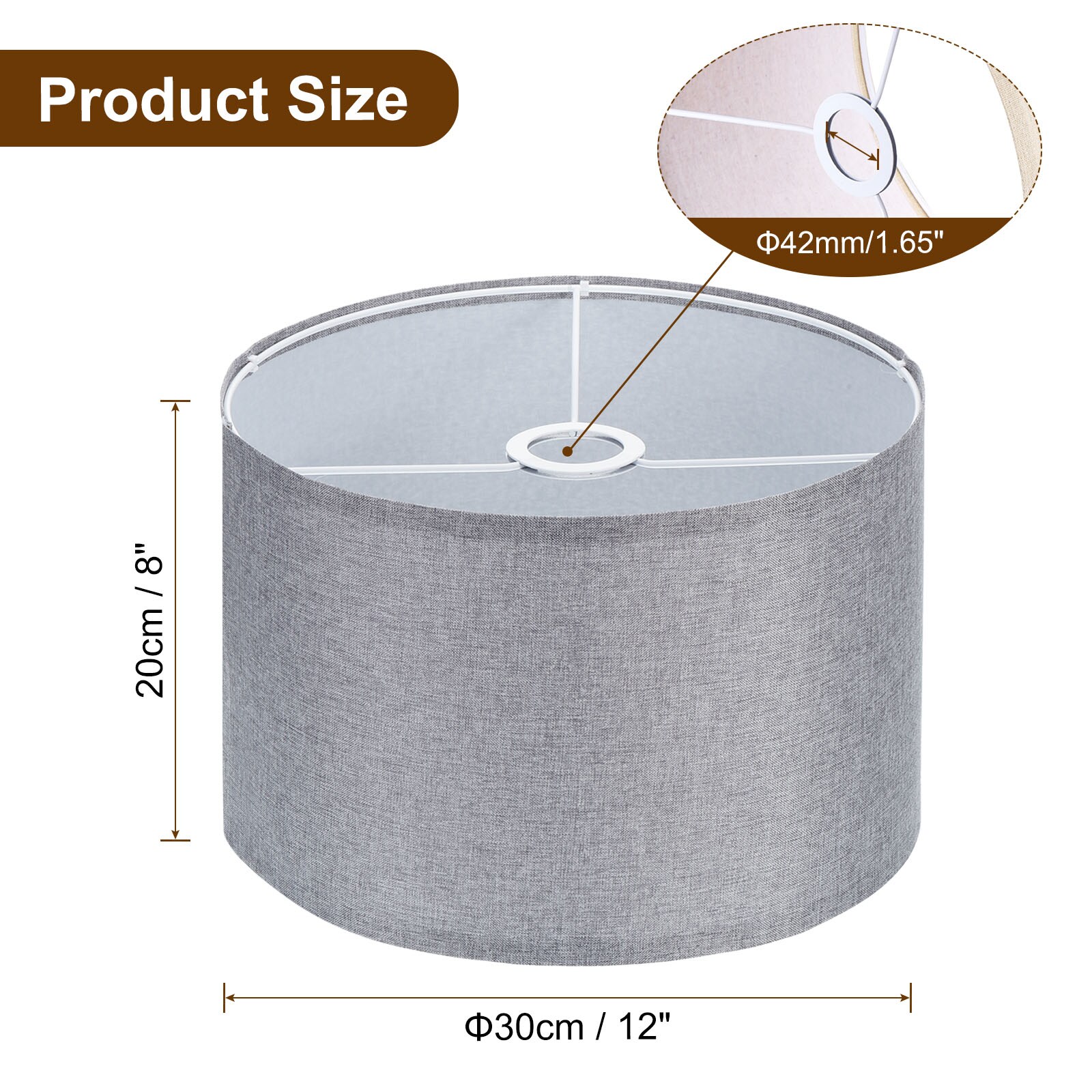 PATIKIL Drum Lamp Shades for Table Lamps 12 Inchx12 Inchx8 Inch Linen ...
