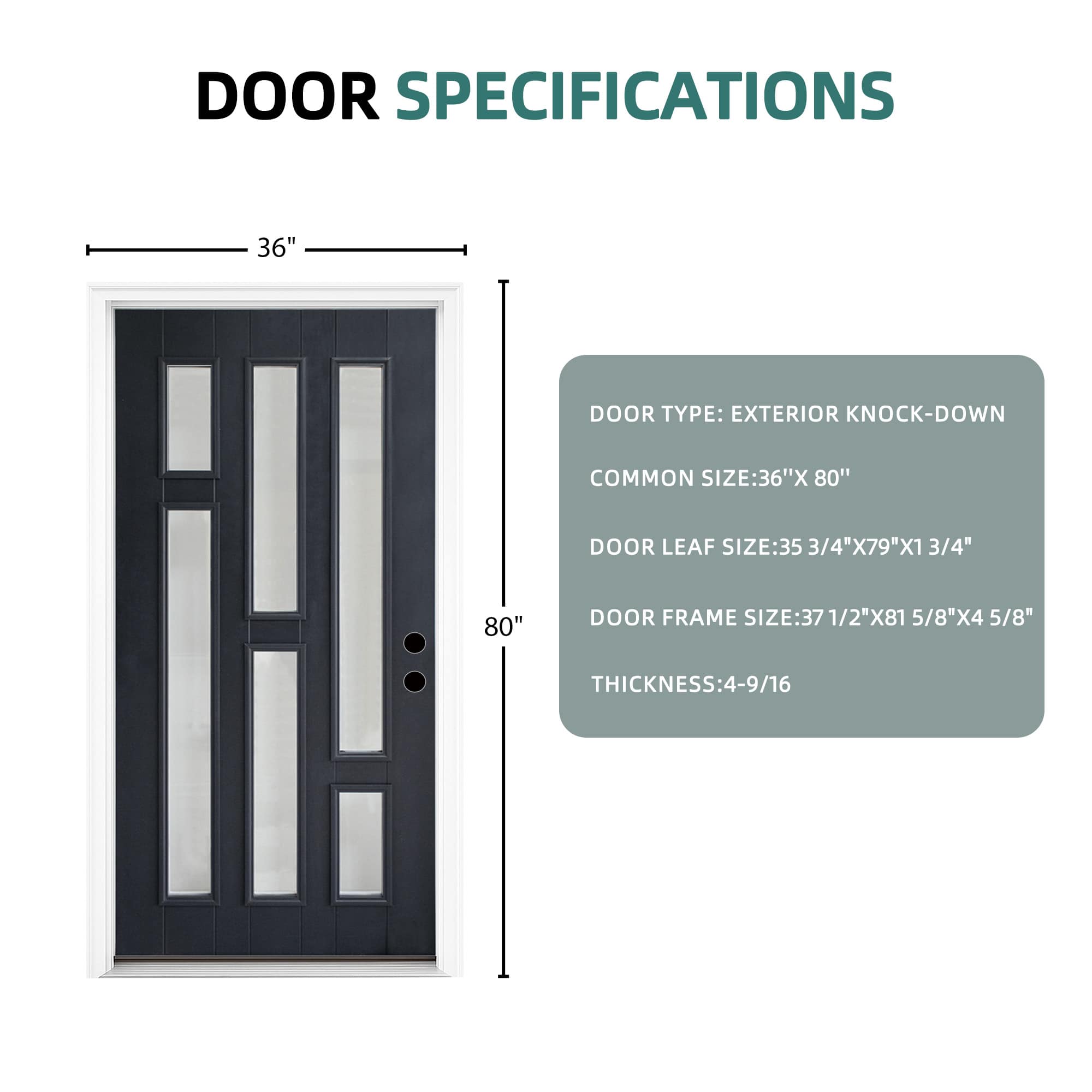 Misty Moon Contemporary 6-Lite Fiberglass Door 36-in x 80-in x 4-9/16 ...