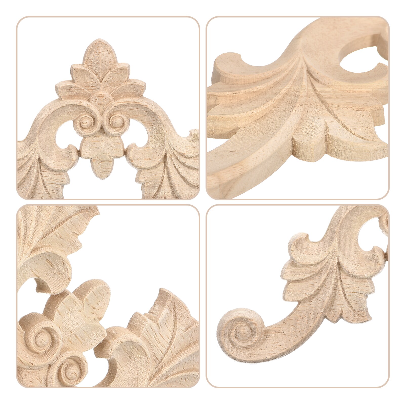 Unique Bargains 2pcs Wood Carved Appliques Unpainted Carving Decals for ...