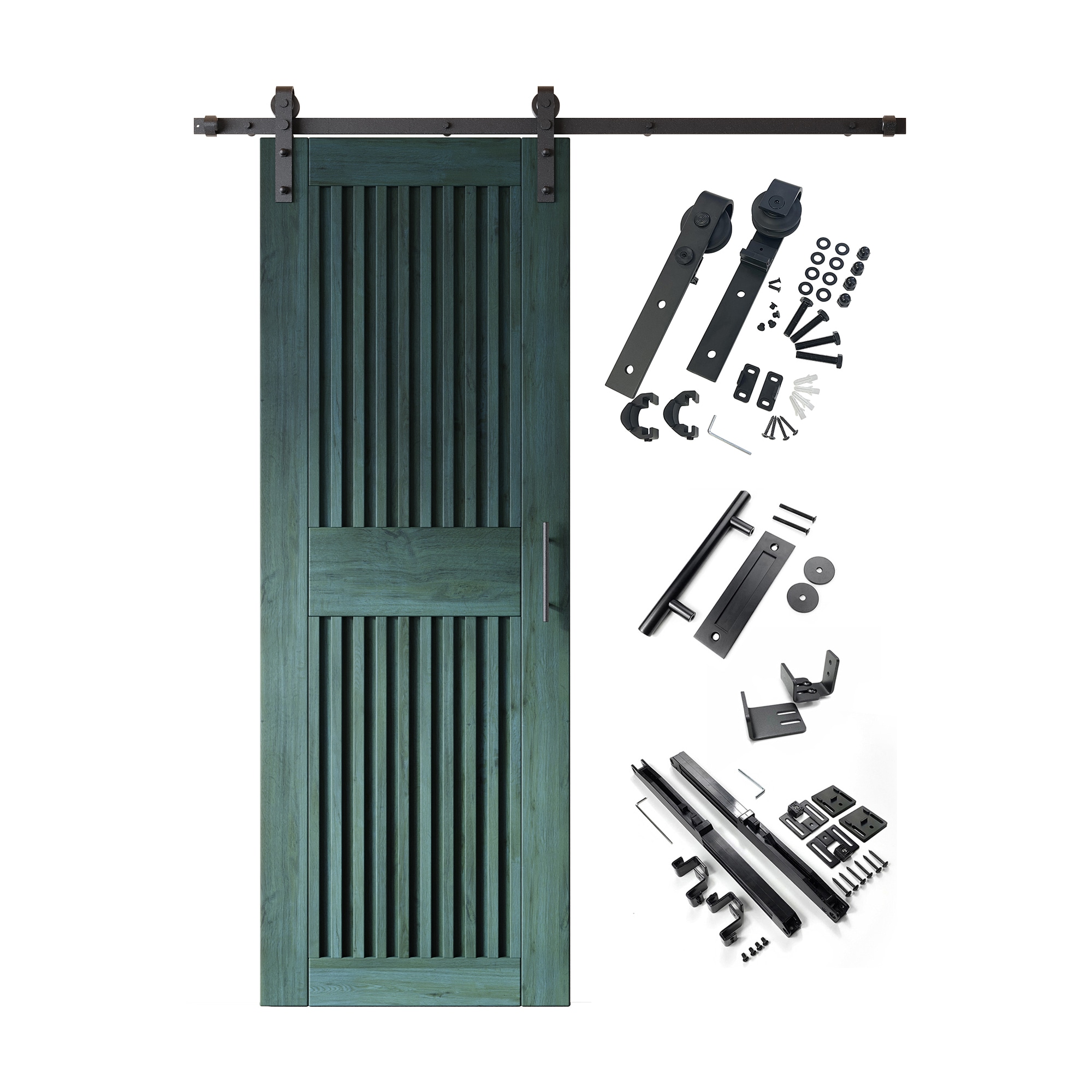 HOMACER 30-in x 84-in Royal Pine Pine Wood Solid core Single Barn Door ...